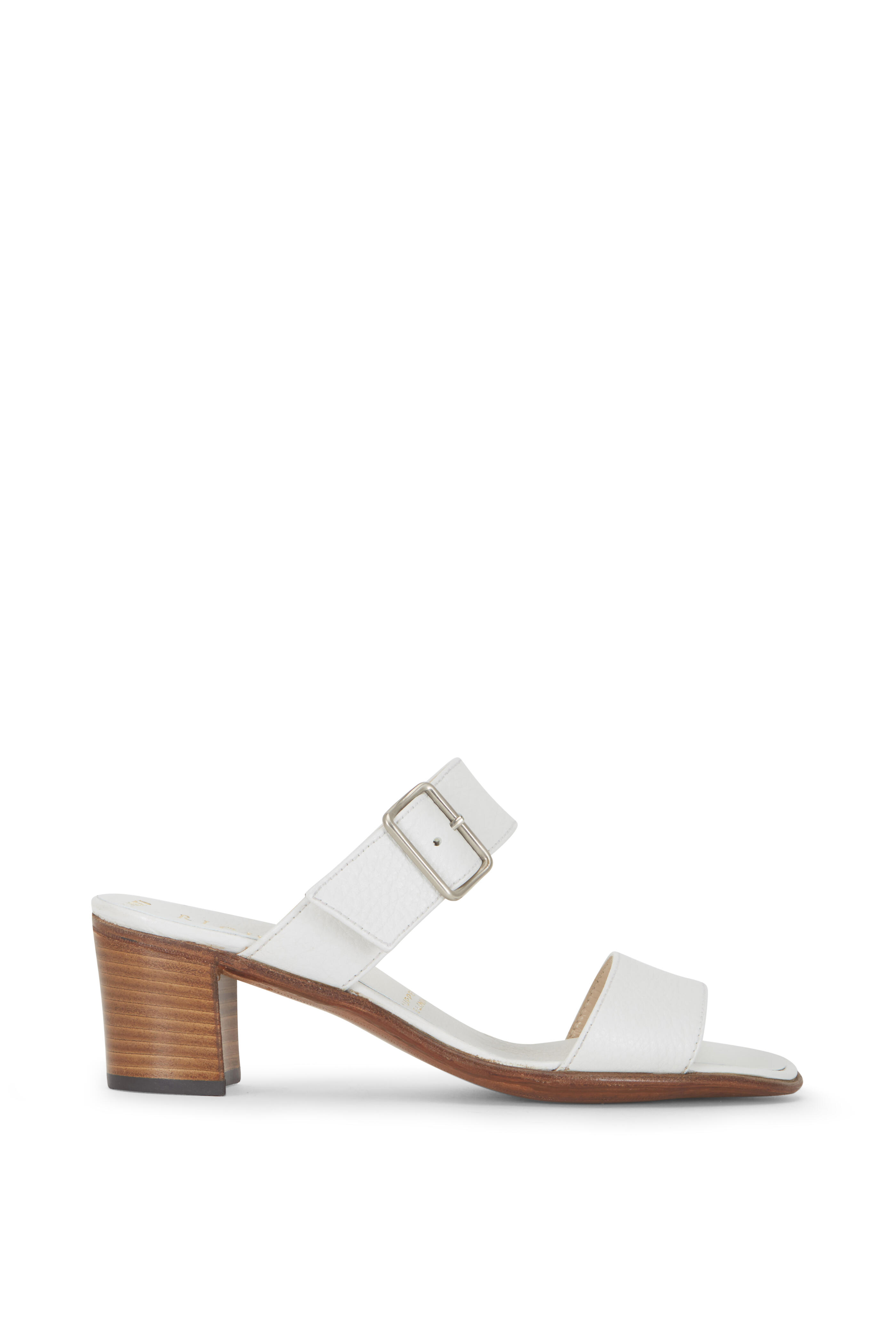 Gravati - White Grained Leather Two-Band Slide, 50mm