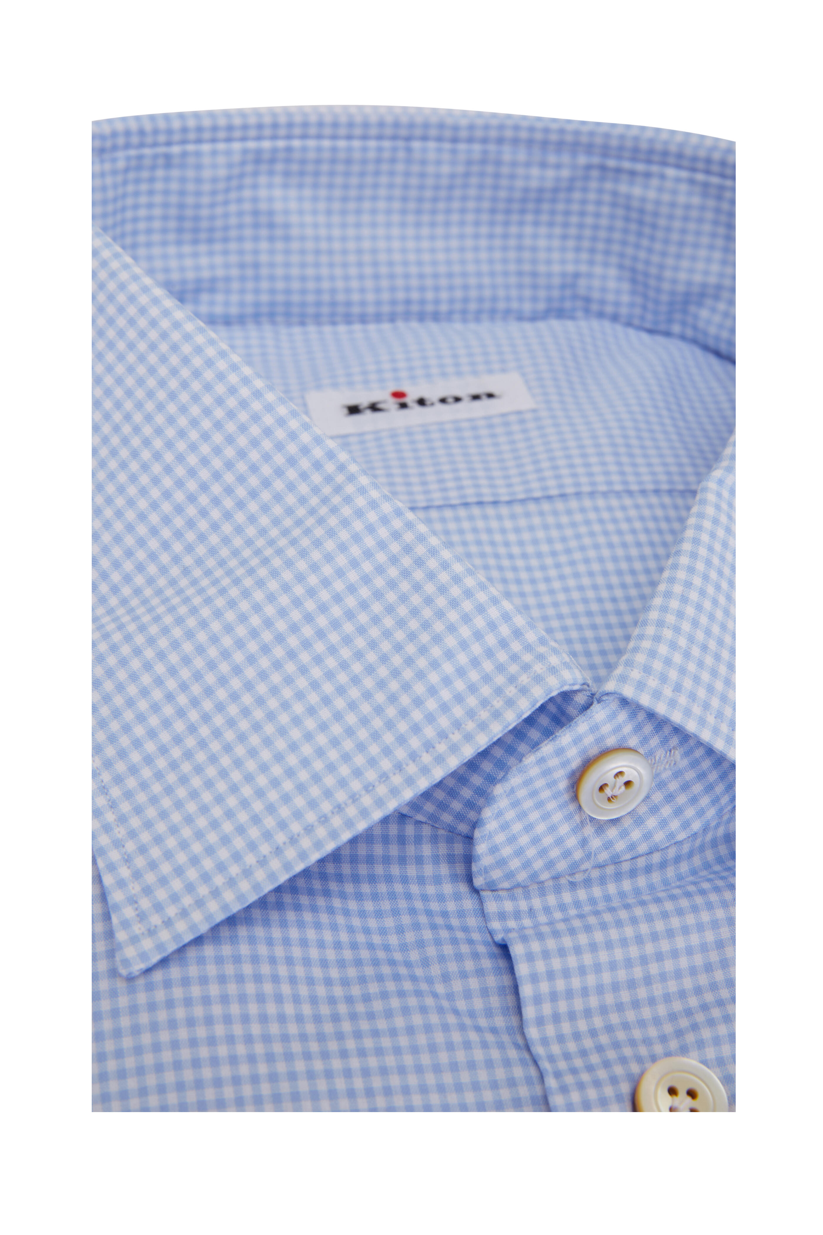 Kiton - Light Blue Mini Check Dress Shirt | Mitchell Stores