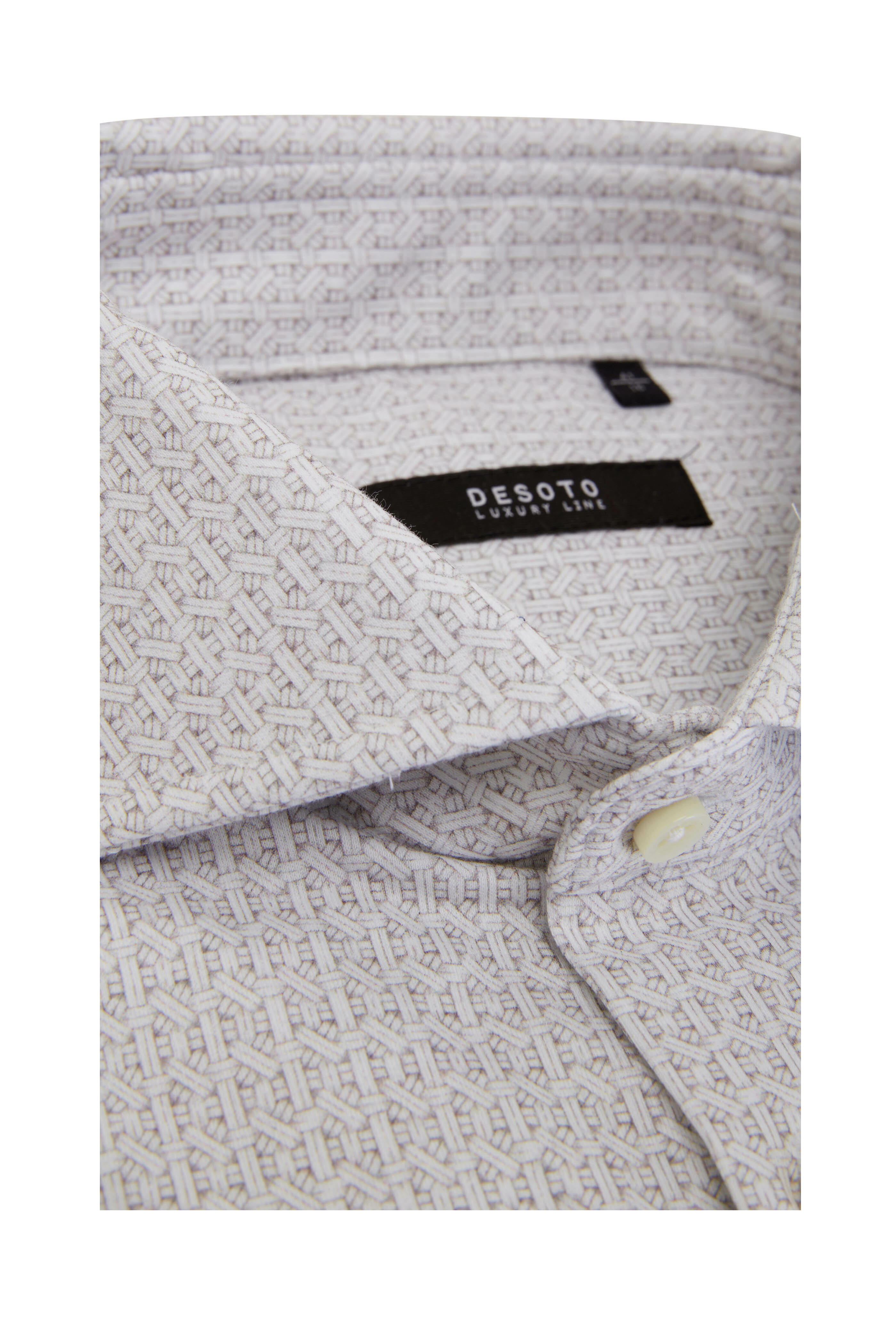 Desoto - Tan Geometric Print Sport Shirt | Mitchell Stores
