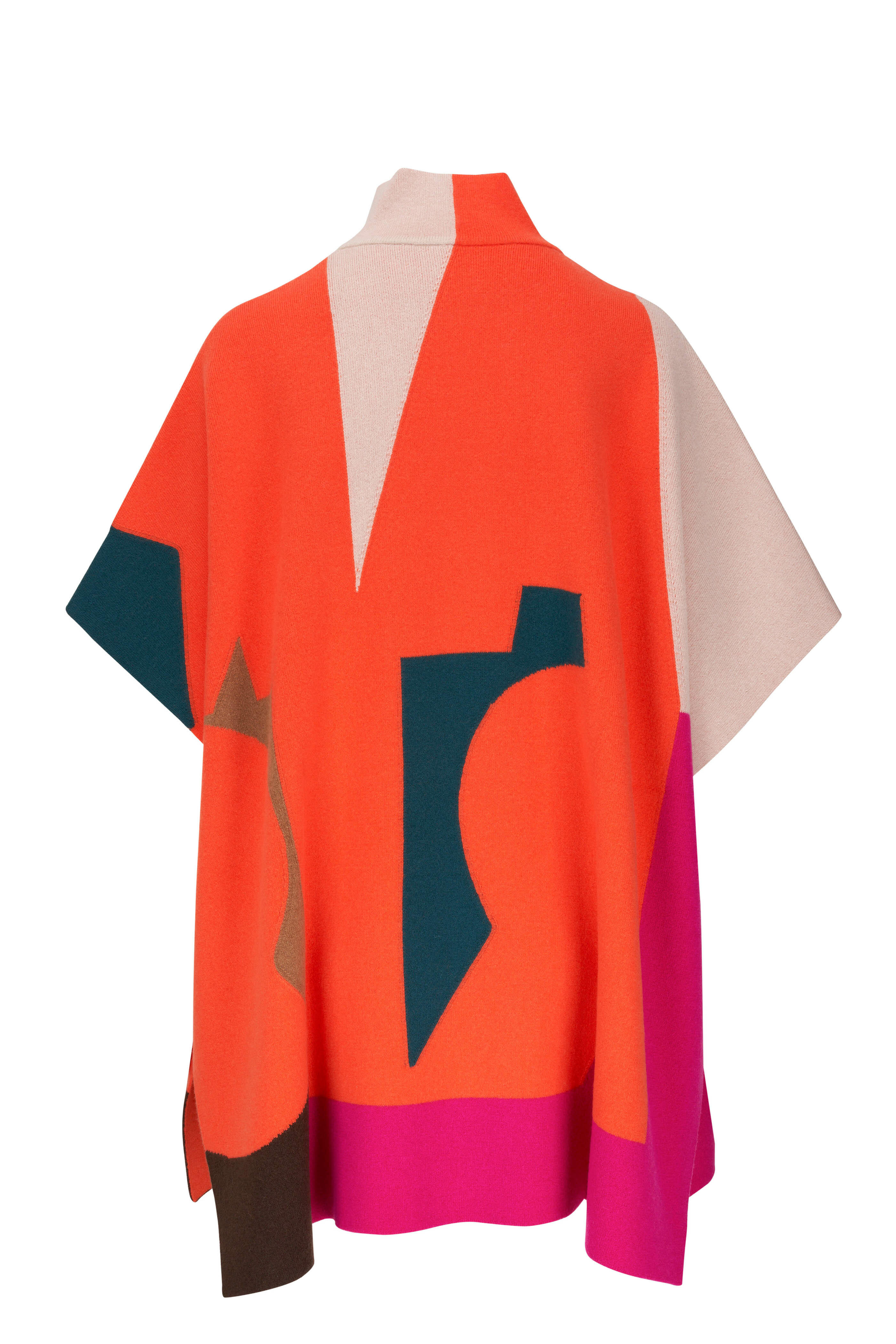 Akris - Knit Coral Multi Cashmere Reversible Cape