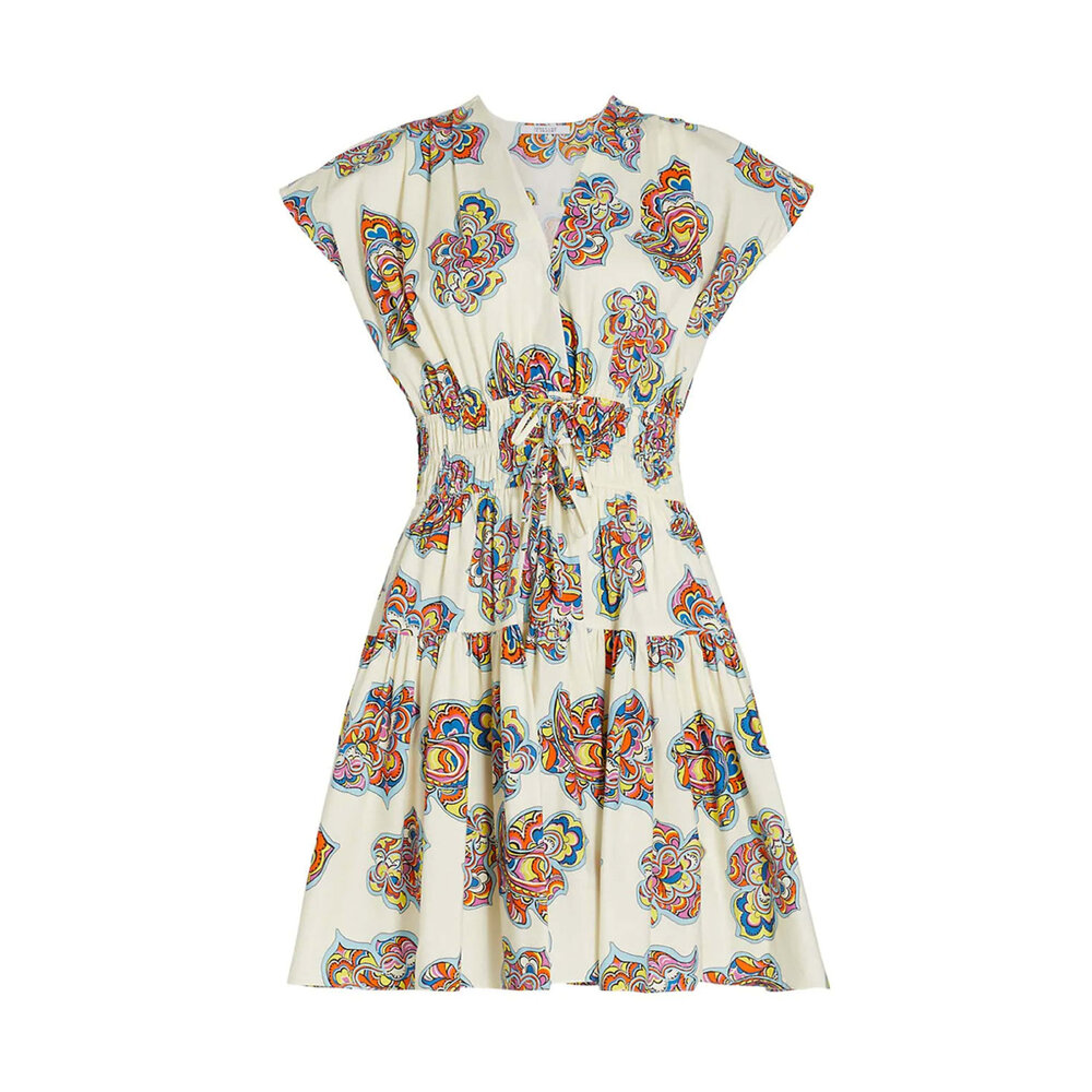 Derek Lam - Tora Ivory Multi V Neck Dress | Mitchell Stores