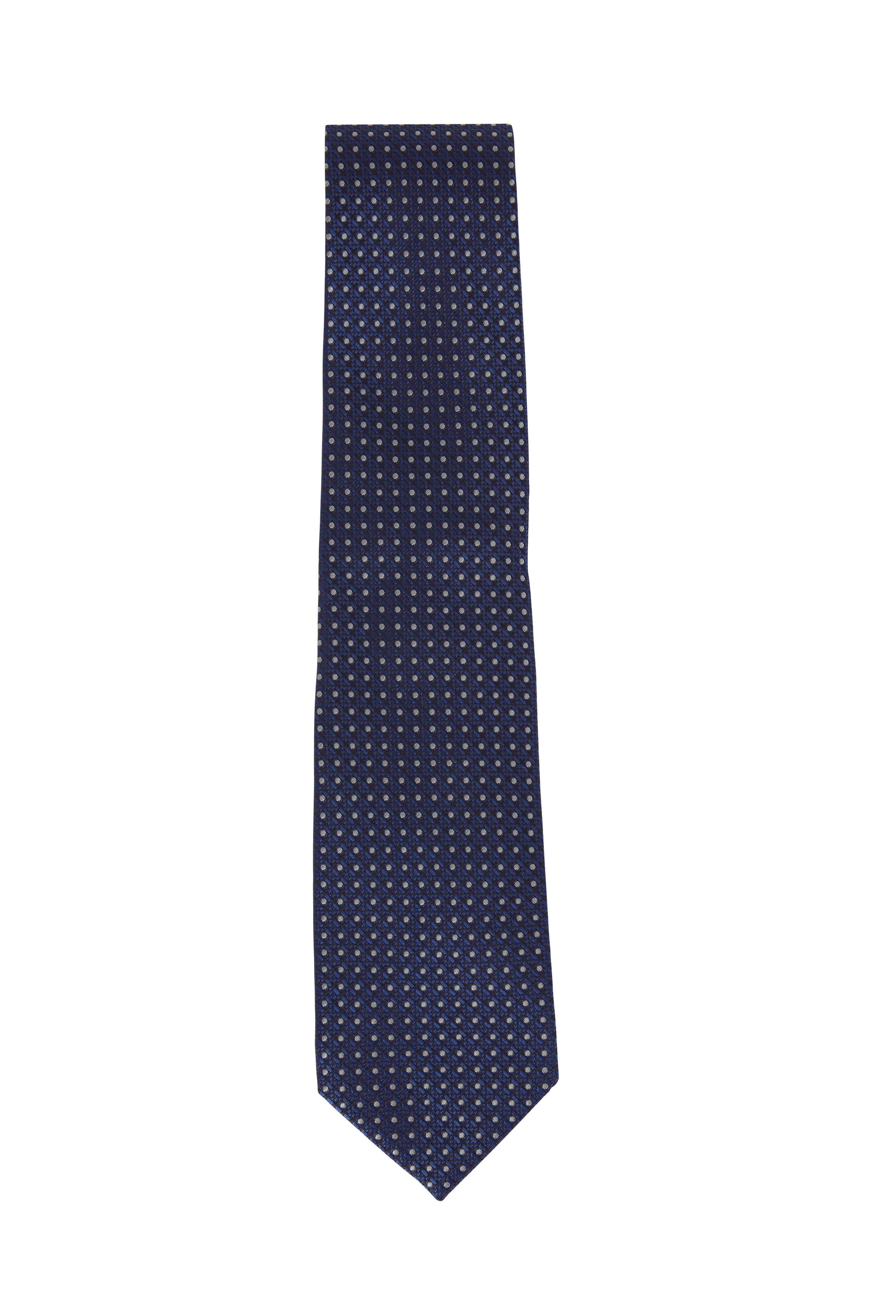 Tom Ford - Navy Blue Dot Silk Blend Necktie | Mitchell Stores