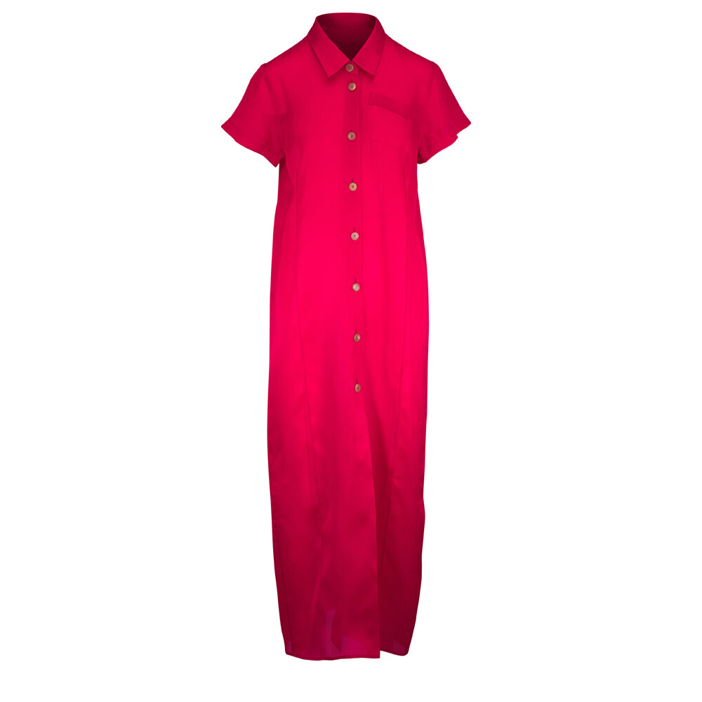 Khaite - Effy Raspberry Compact Organza Dress | Mitchell Stores