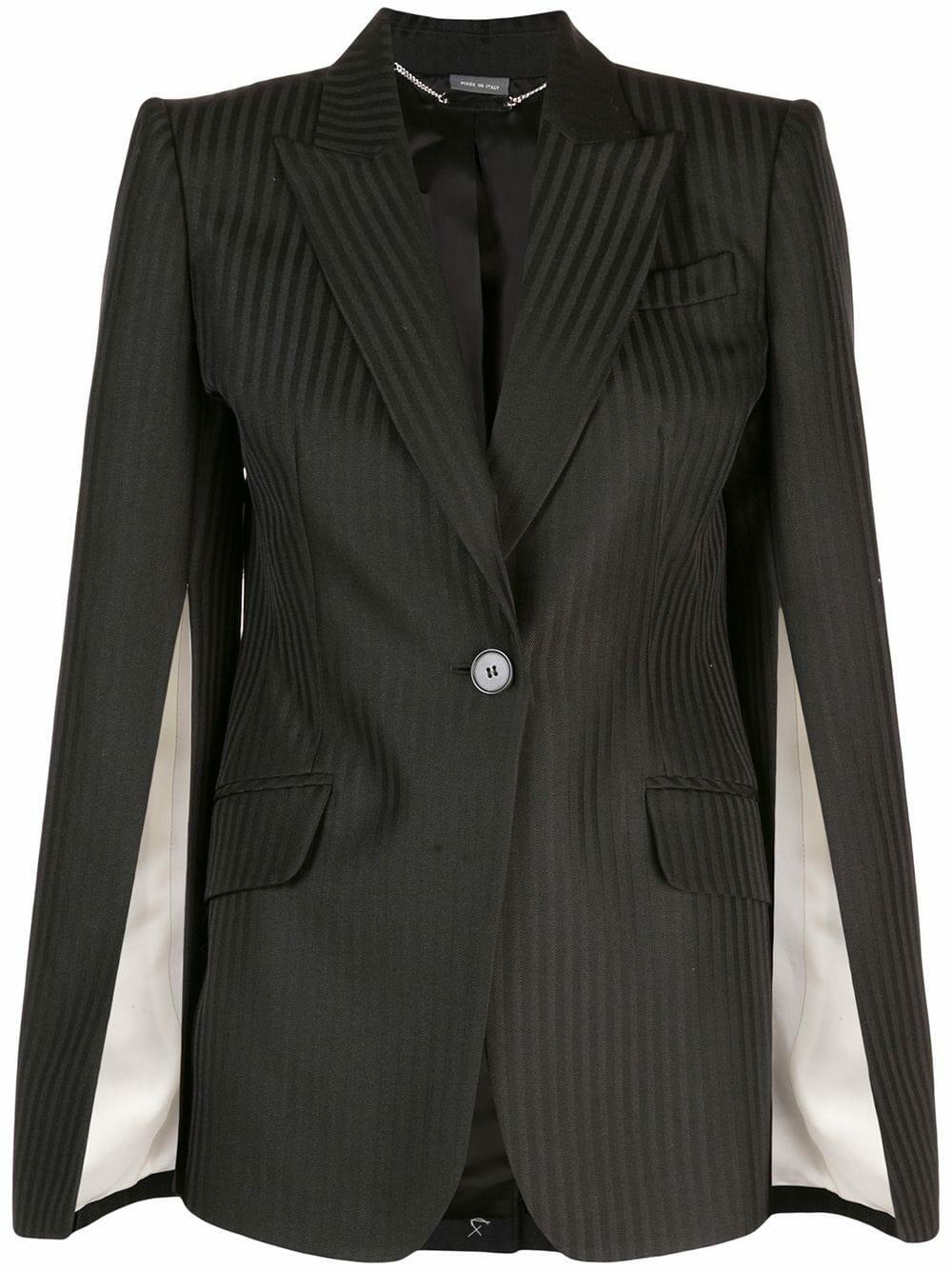 McQueen - Black Tailored Striped Slash Jacket | Mitchell Stores