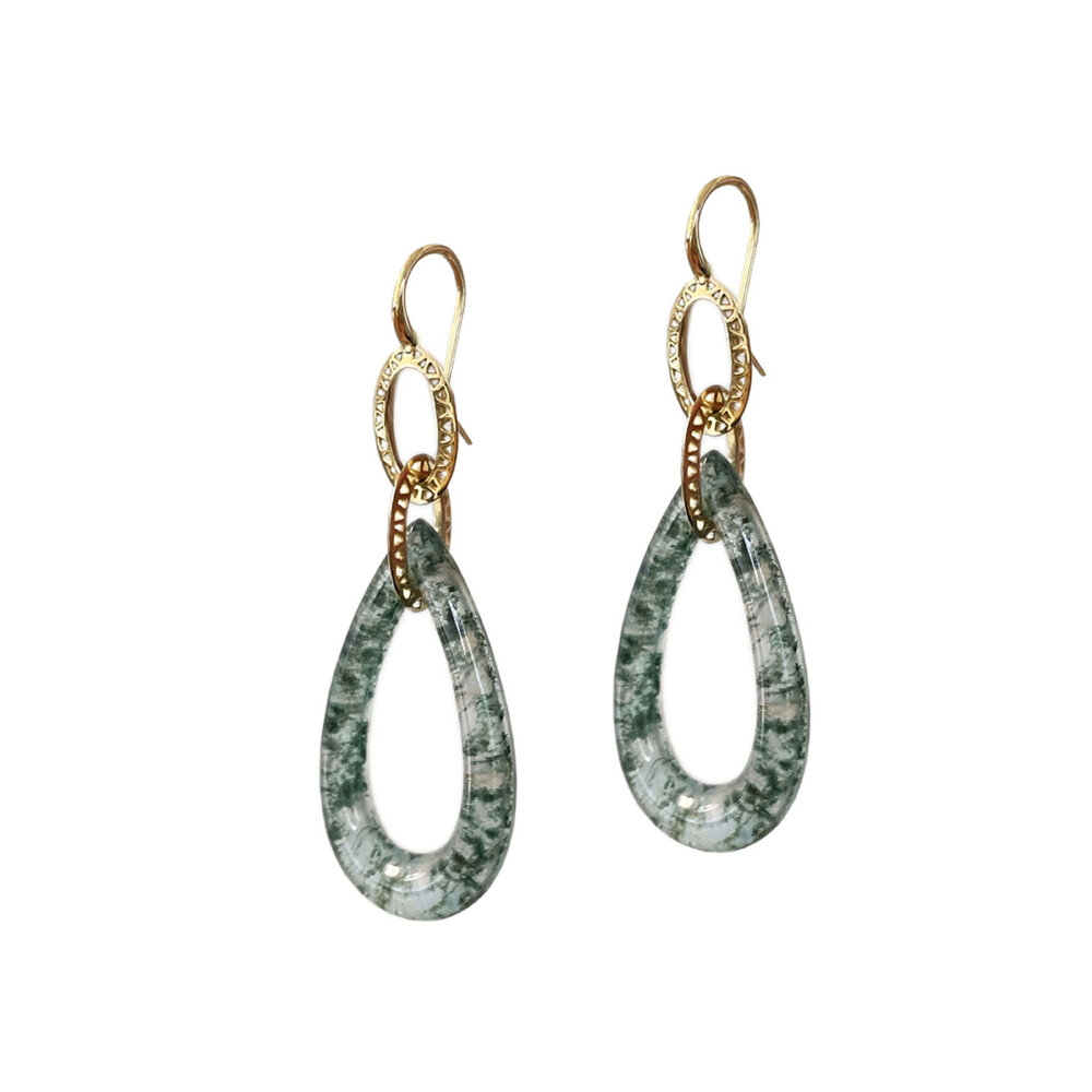 Ray Griffiths - Pear Shape Crownwork Link Earrings