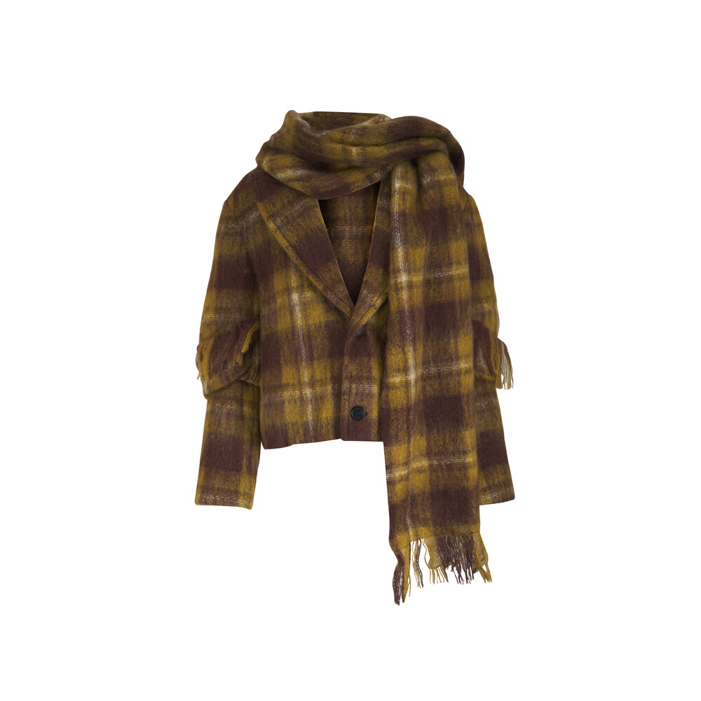 Loewe - Yellow & Brown Multi Check Scarf Jacket | Mitchell Stores