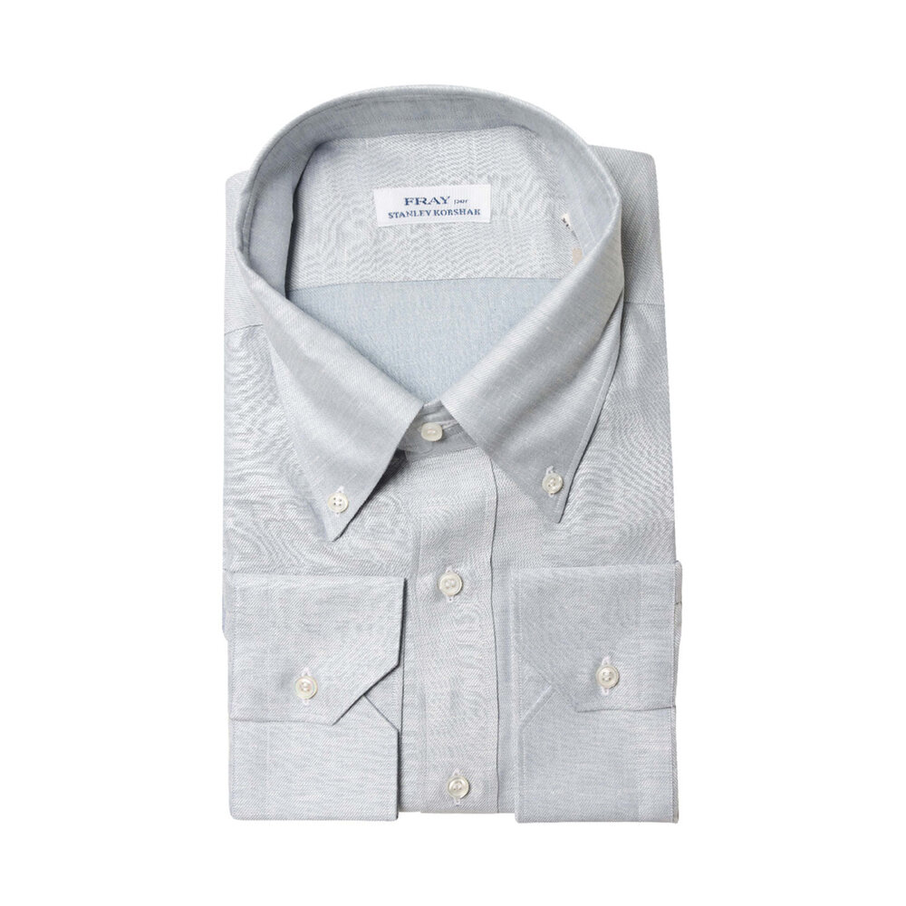 Fray - Blue Grey Heathered Cotton Blend Dress Shirt