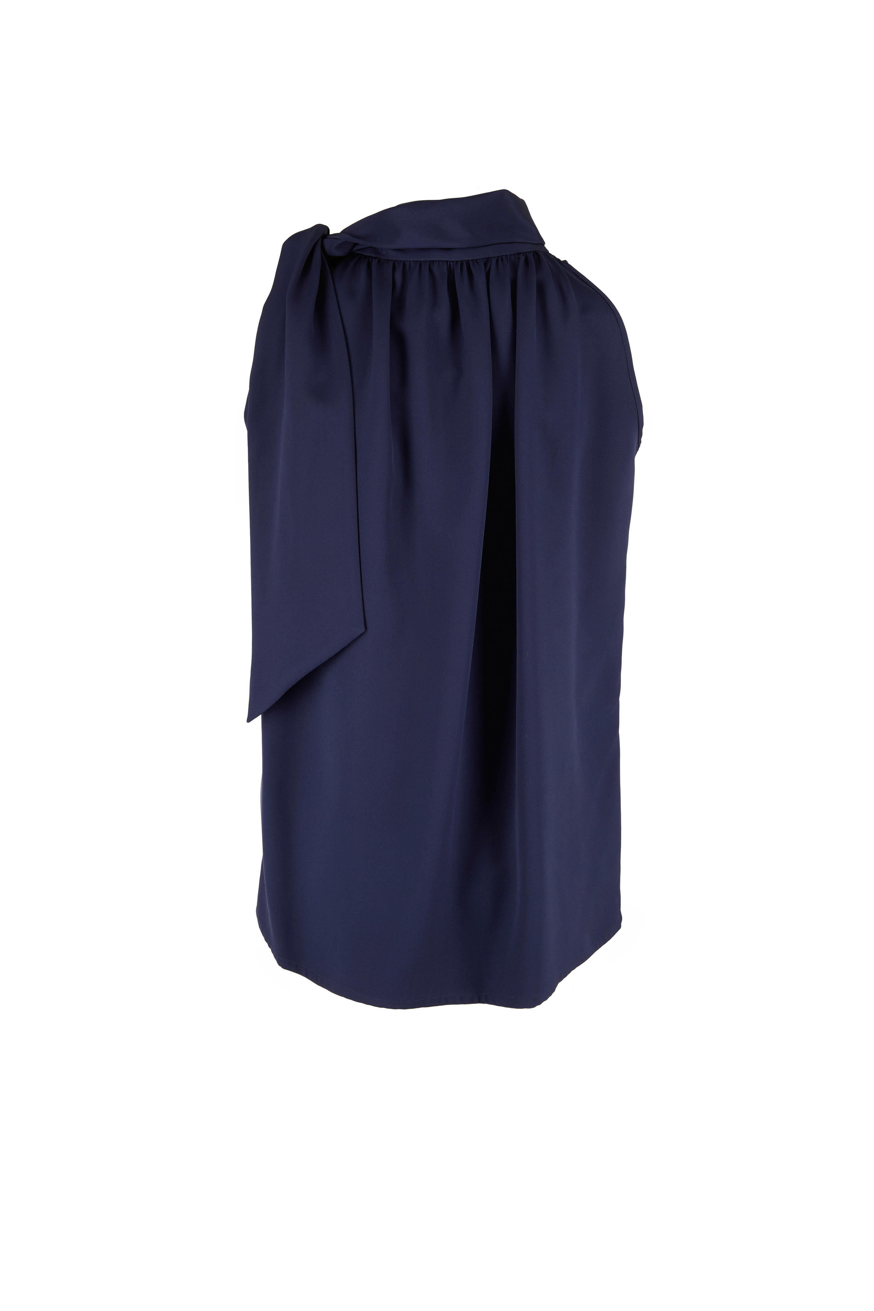 Kiton - Navy Silk Sleeveless Blouse | Mitchell Stores