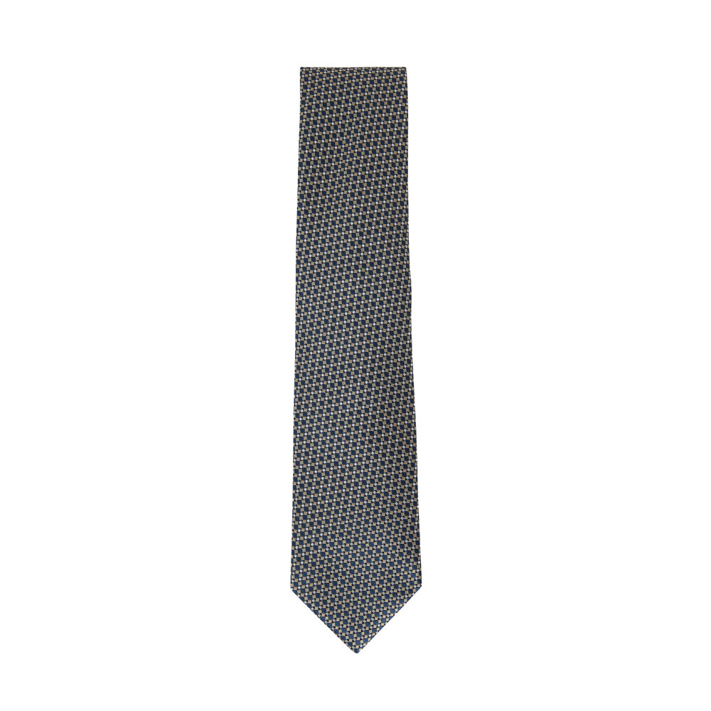 Brioni - Lead Gray Patterned Silk Necktie | Mitchell Stores