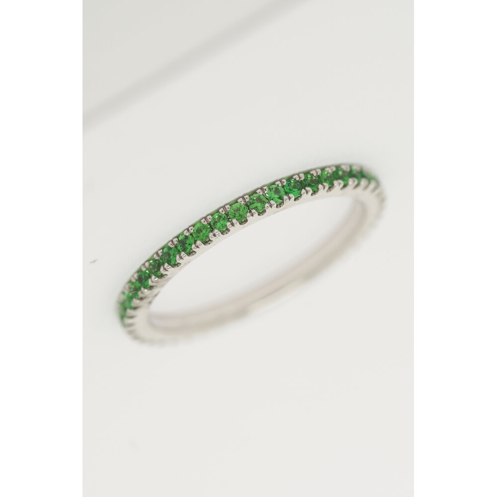 Kwiat - 18k White Gold Tsavorite Slim Stack Ring