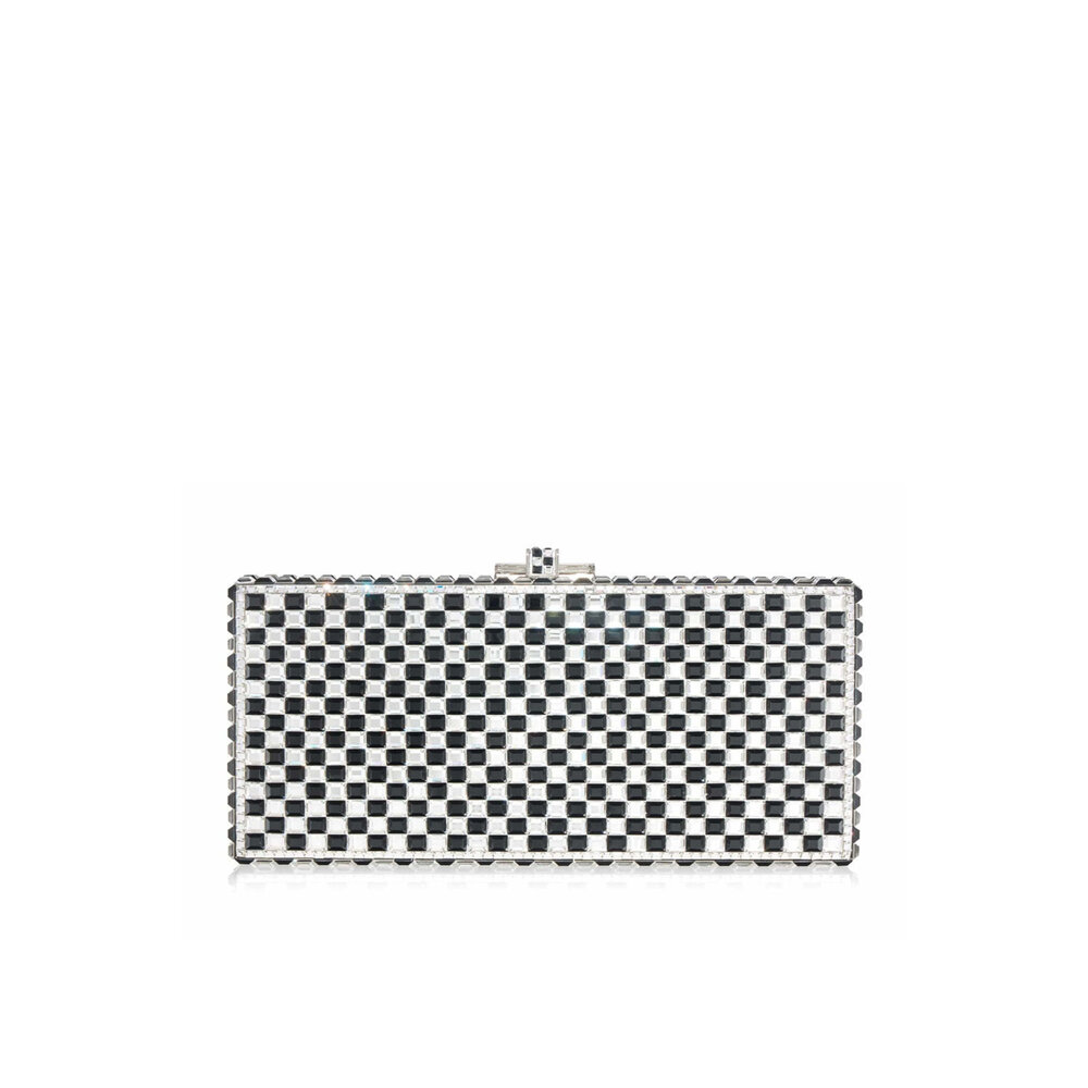 Judith Leiber Couture - Sleek Rectangle Chessboard in Silver and Black