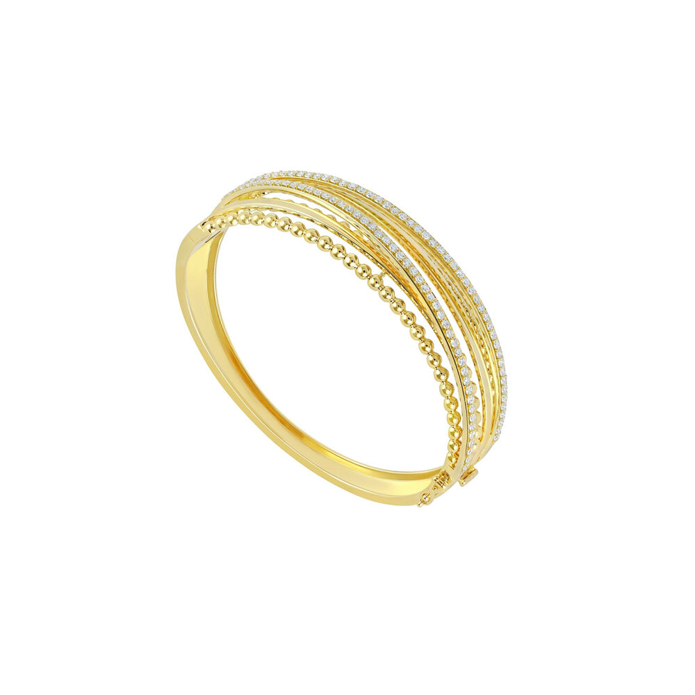 Hueb - Bubbles Diamond 18K Yellow Gold Bangle Bracelet