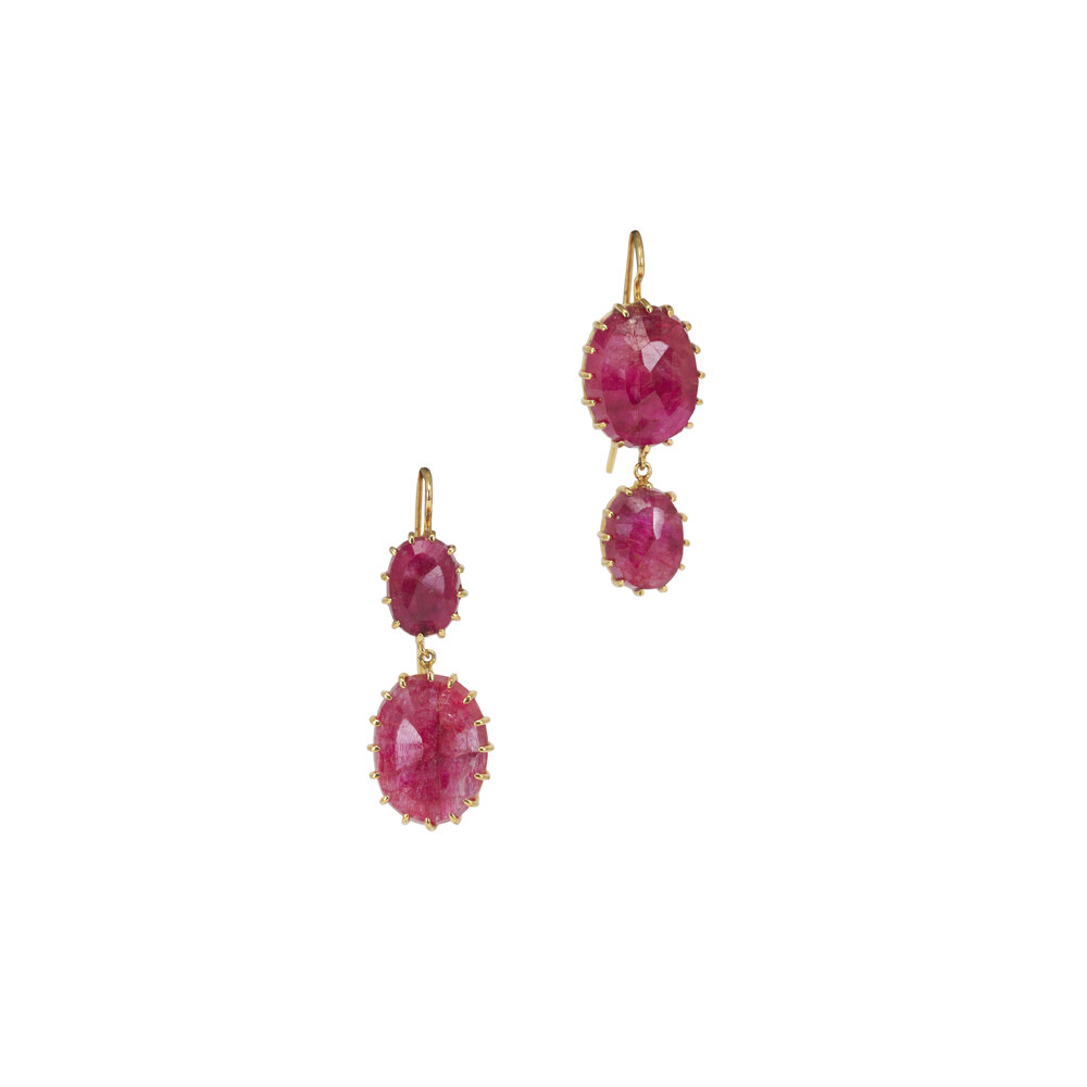 Renee Lewis - 18k Yellow Gold Natural Ruby Earrings