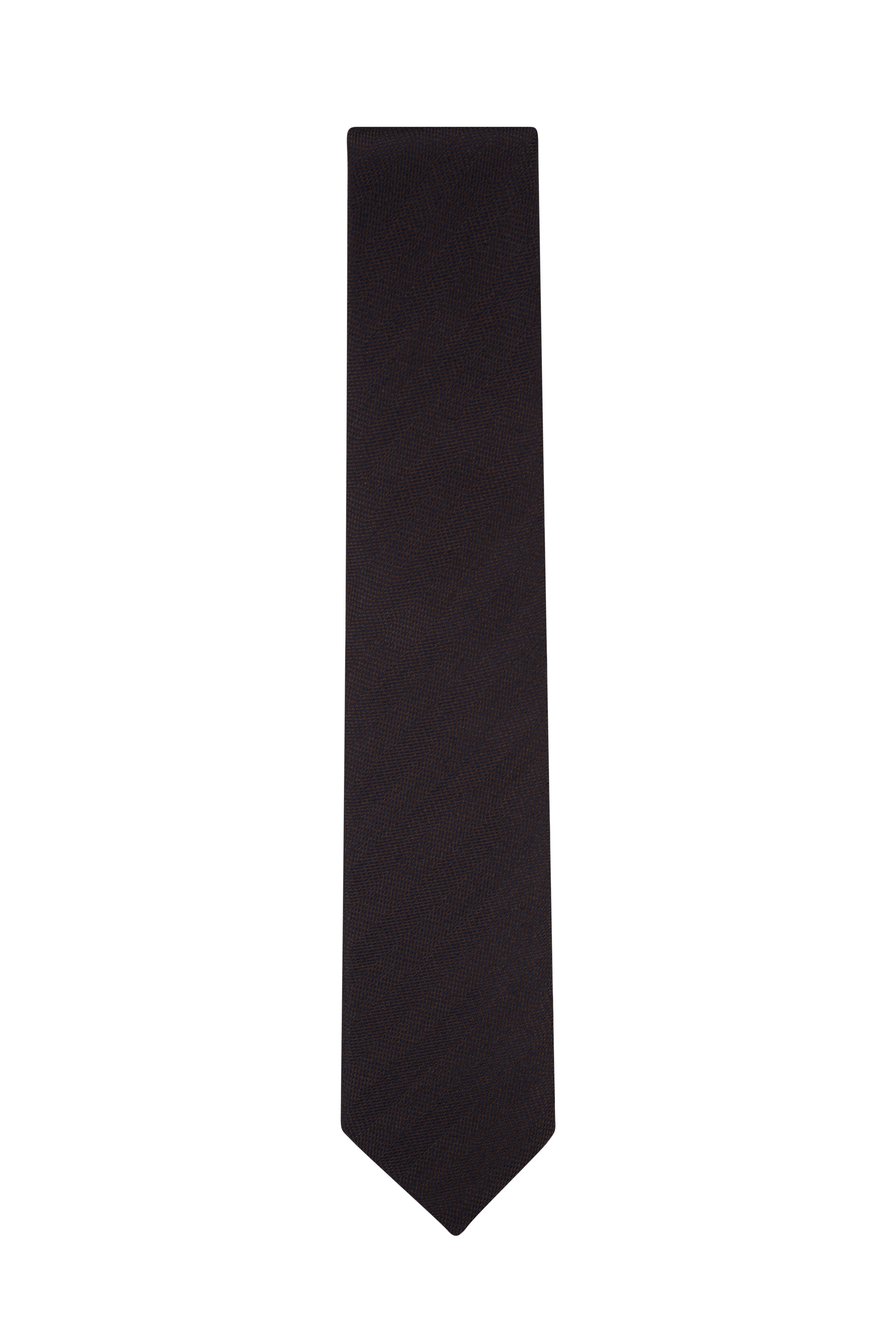 Canali - Solid Brown Textured Silk Necktie | Mitchell Stores