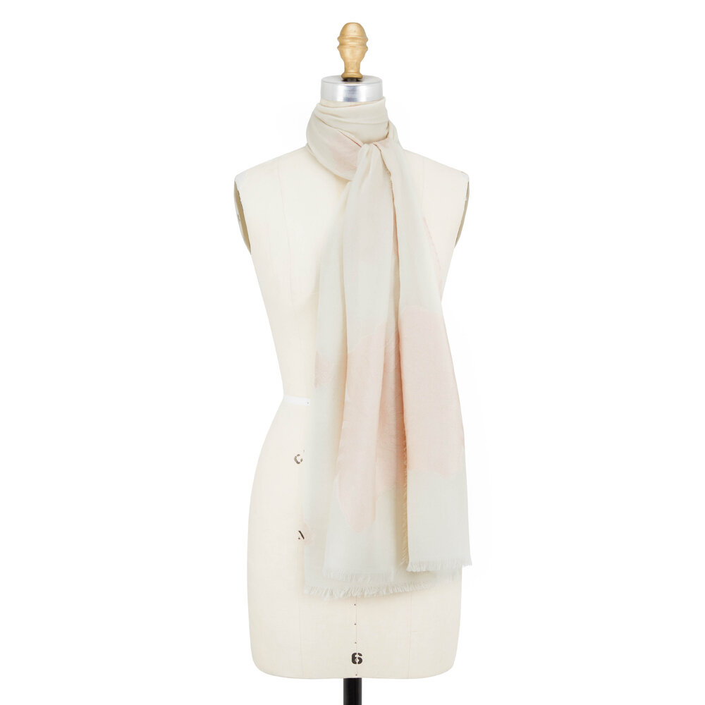 Loro Piana - White Cashmere & Silk Hibiscus Scarf