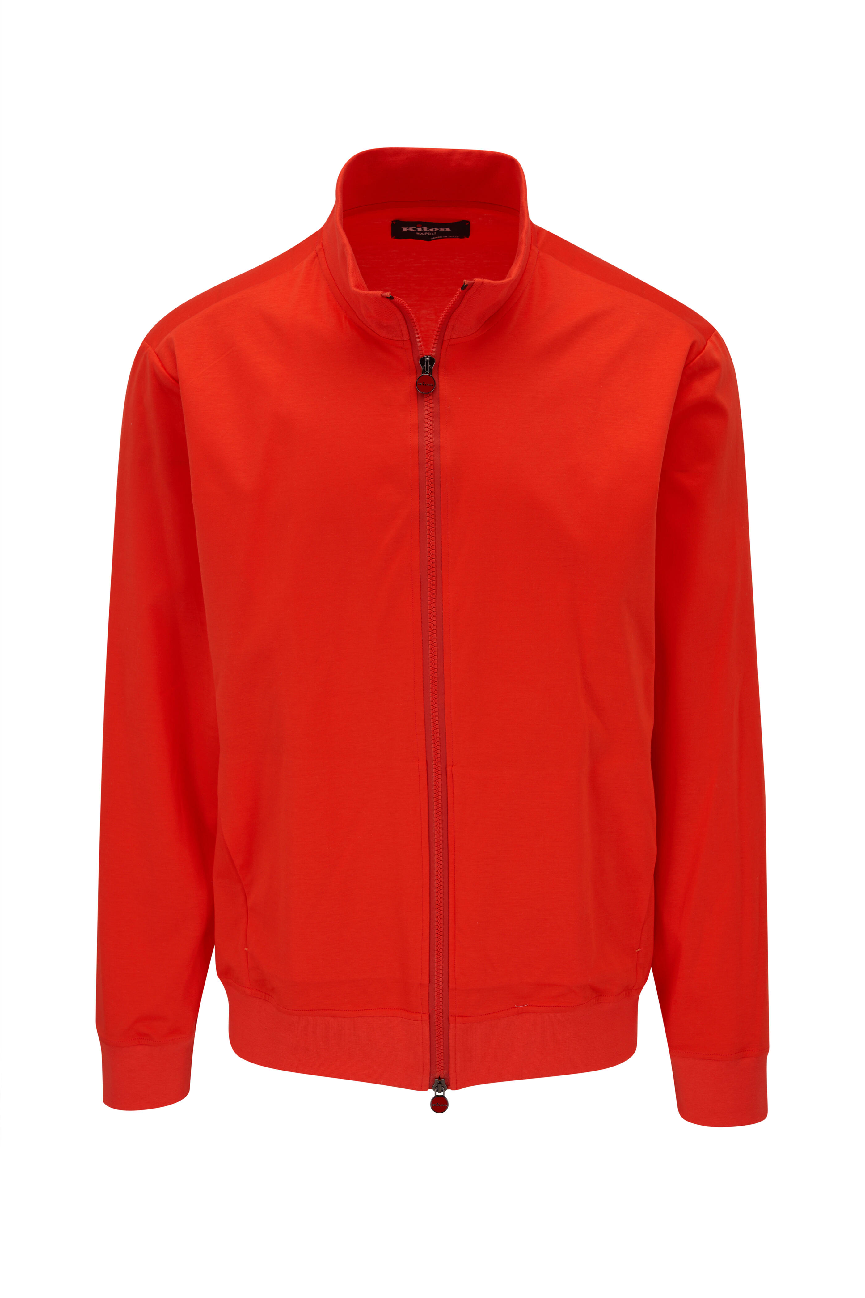 Kiton - Orange Jersey Cotton Full Zip Jacket | Mitchell Stores