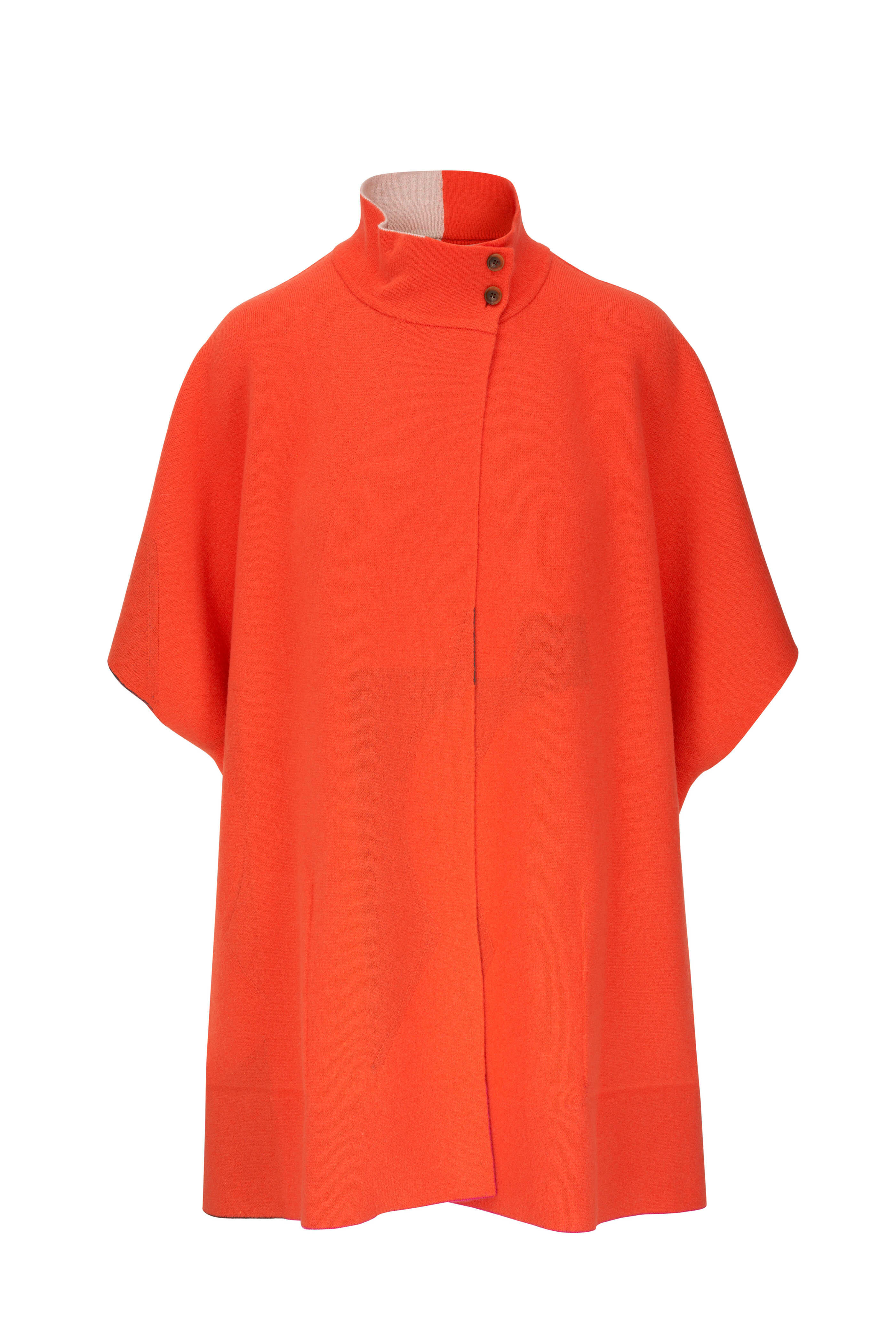 Akris - Knit Coral Multi Cashmere Reversible Cape