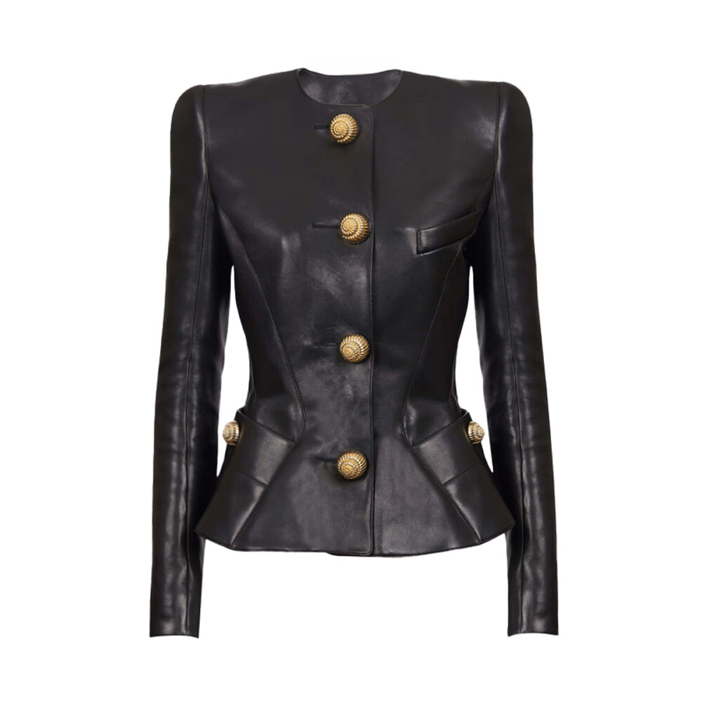 Balmain - Noir Collarless Basque Jacket | Mitchell Stores