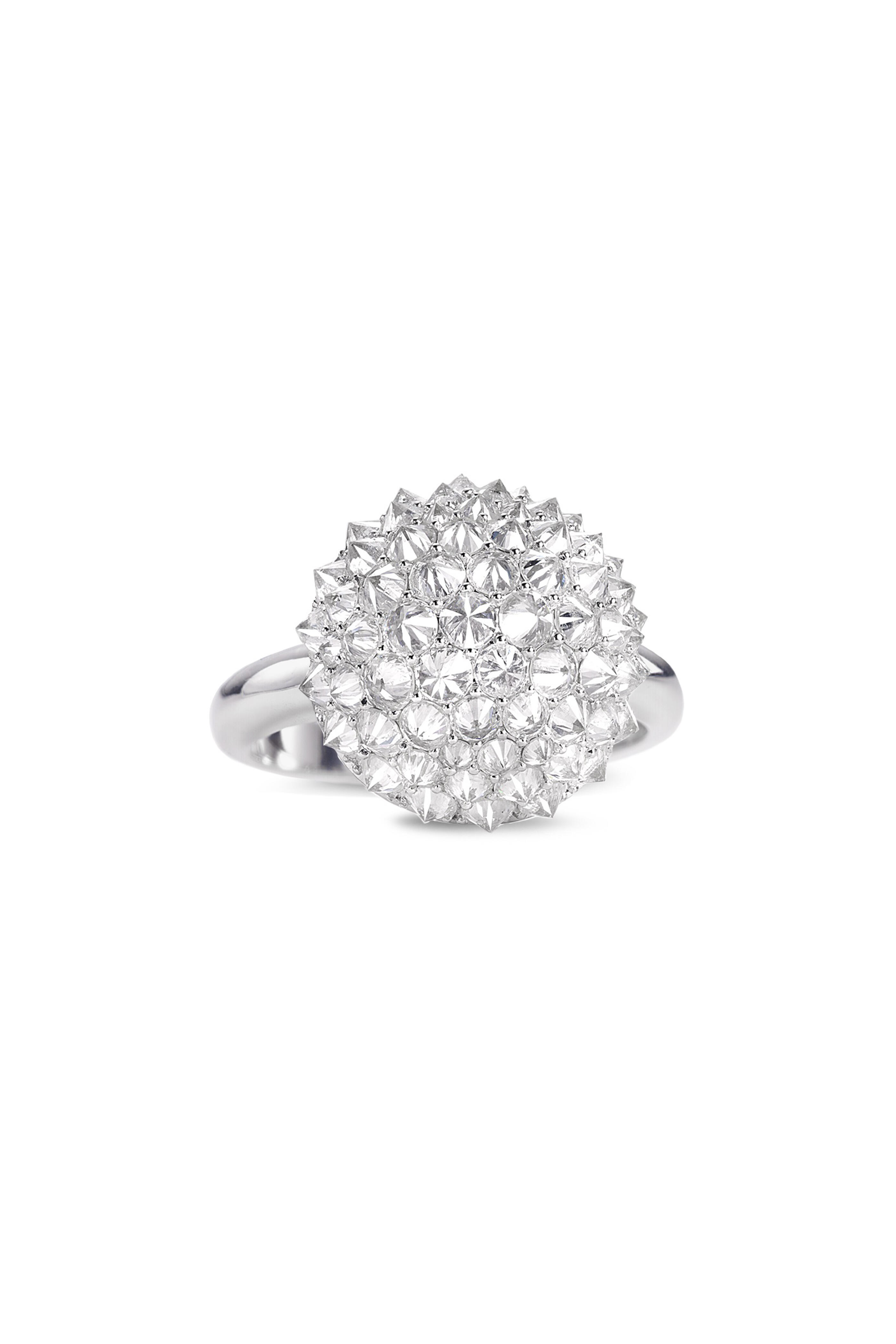 Nam Cho - 18K White Gold Small Reverse Set Diamond Ball Ring