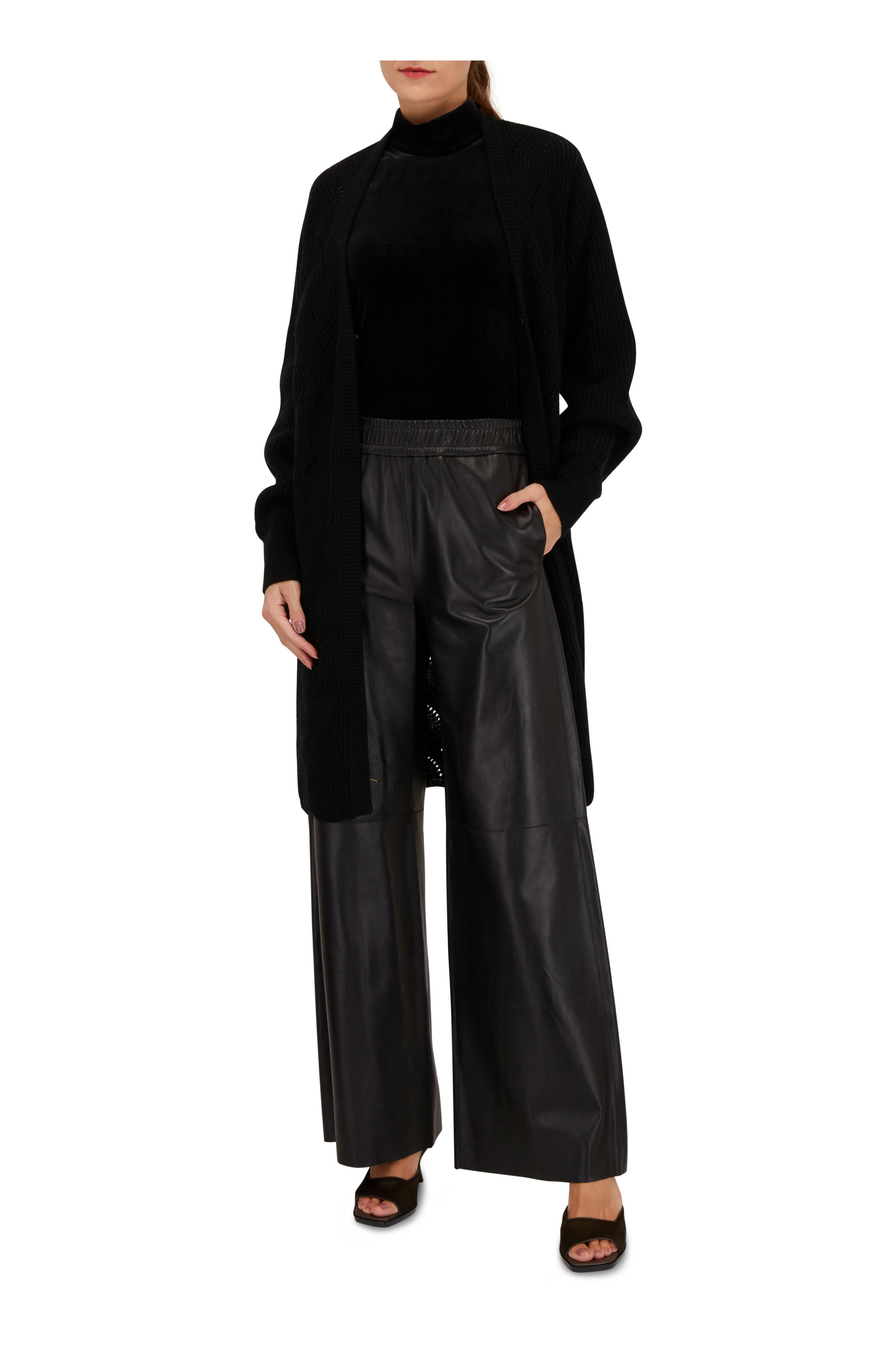 &Isla - Cosi Black Plaited Long Cardigan | Mitchell Stores