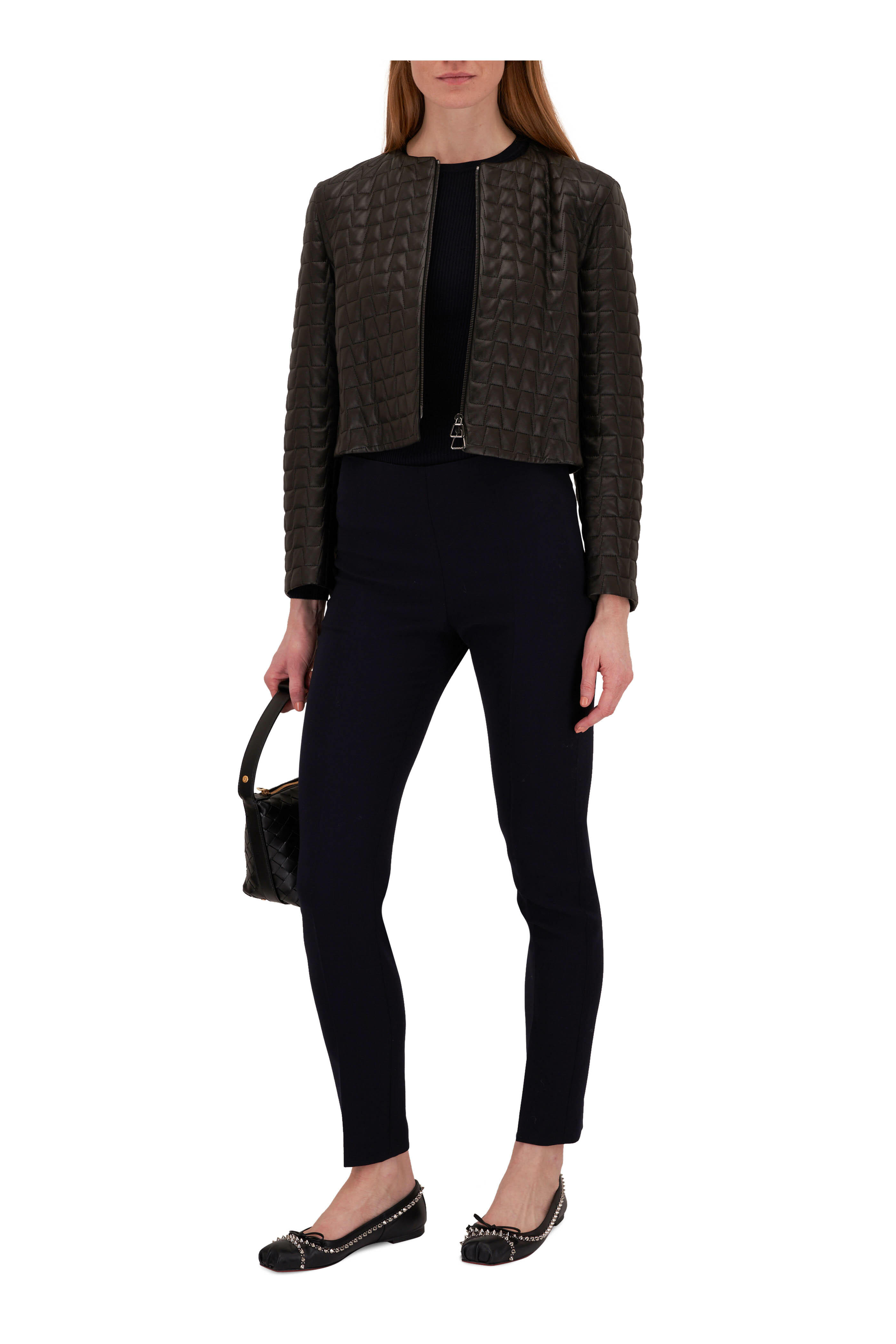 Akris - Pippa Black Quilted Leather Jacket | Mitchell Stores