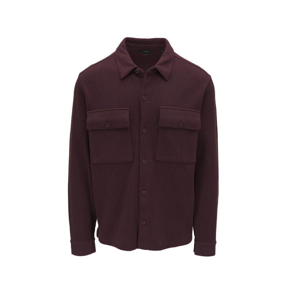 Vince - Burgundy Waffle Knit Shacket | Mitchell Stores