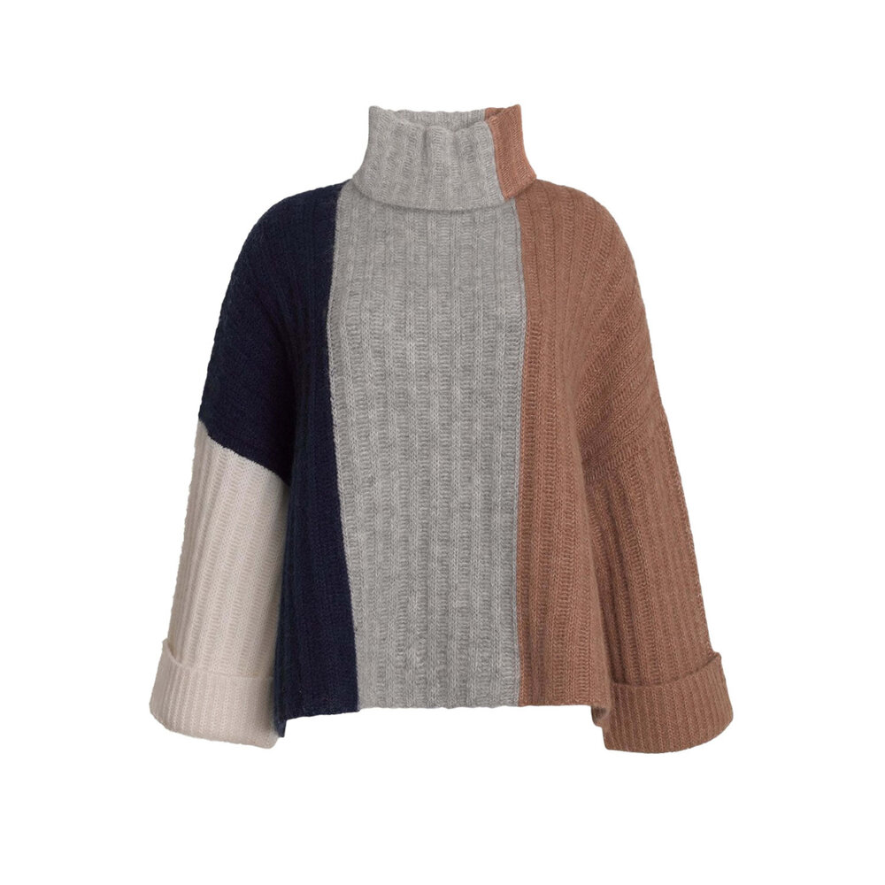Eleven Six - Color Block Talia Turtleneck Poncho