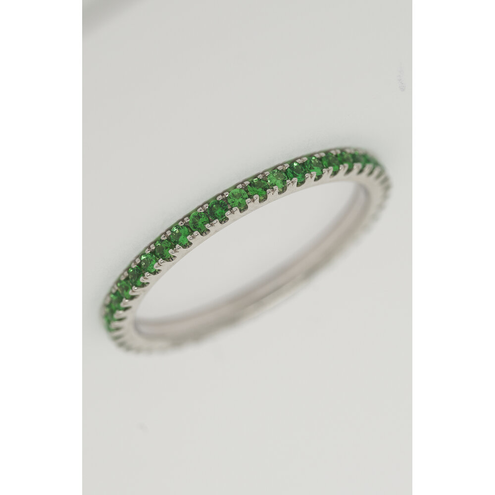 Kwiat - 18k White Gold Tsavorite Slim Stack Ring