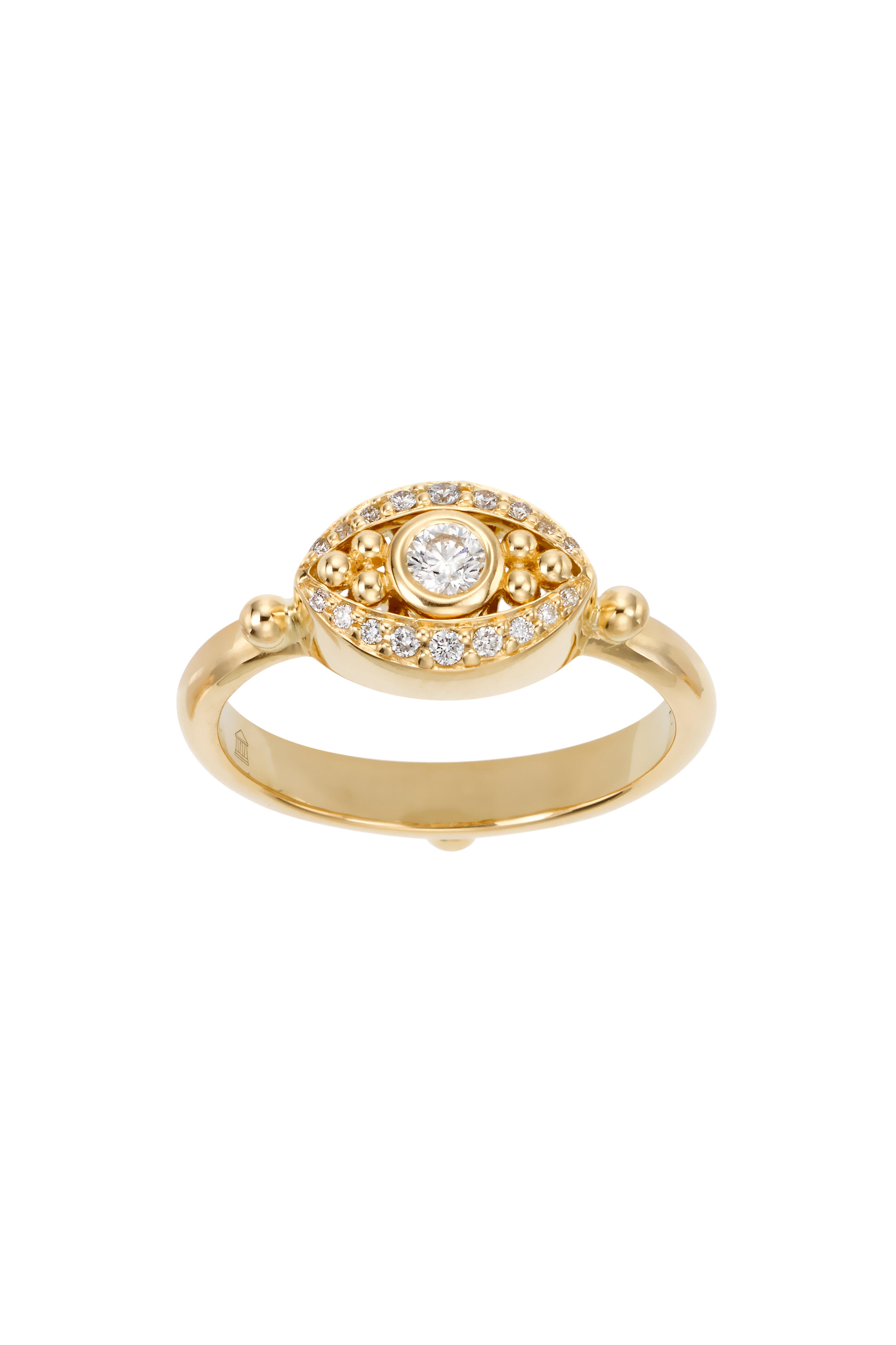 Temple St. Clair - 18K Yellow Gold Diamond Evil Eye Mini Stack Ring
