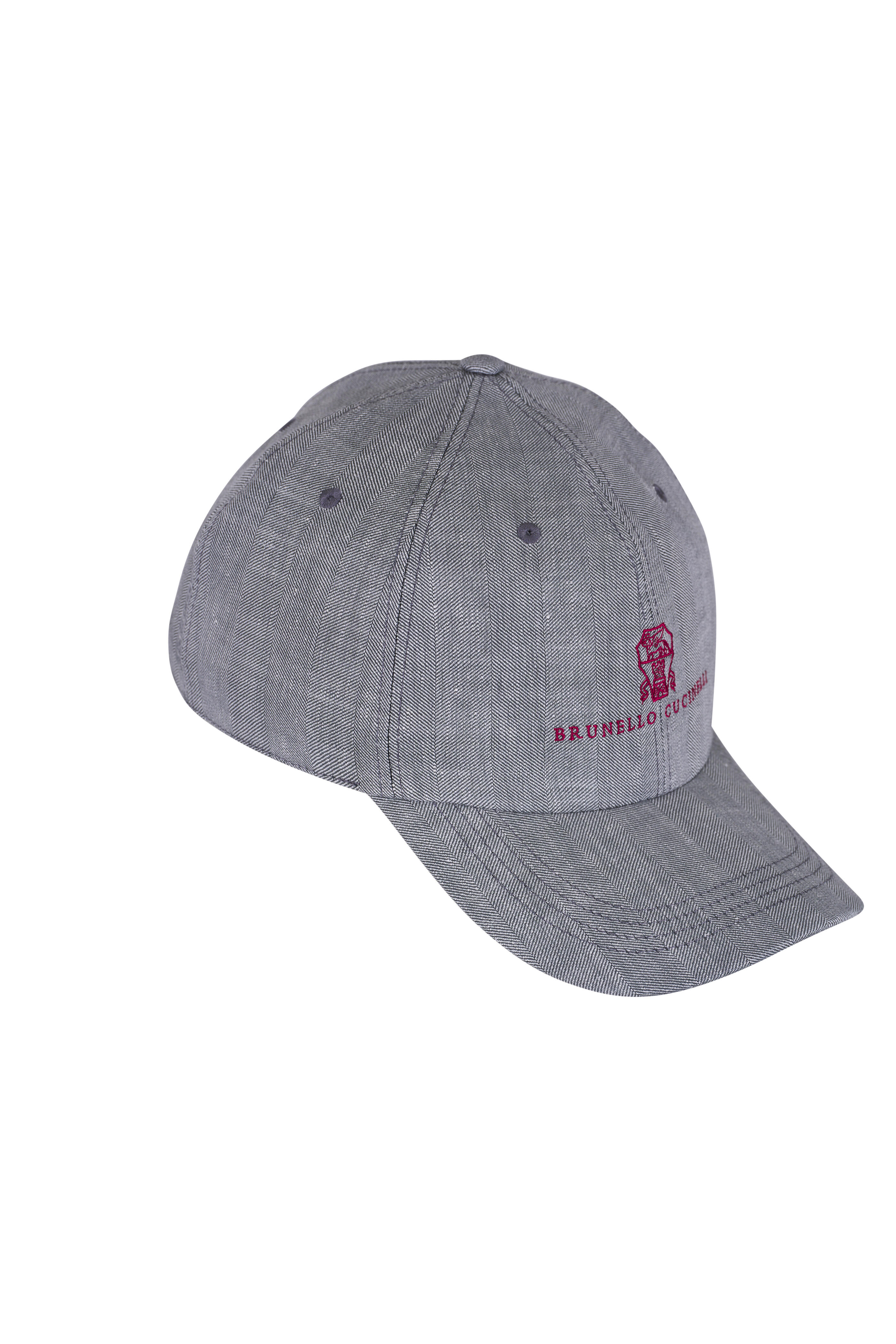 Brunello Cucinelli - Light Gray Herringbone Logo Baseball Cap
