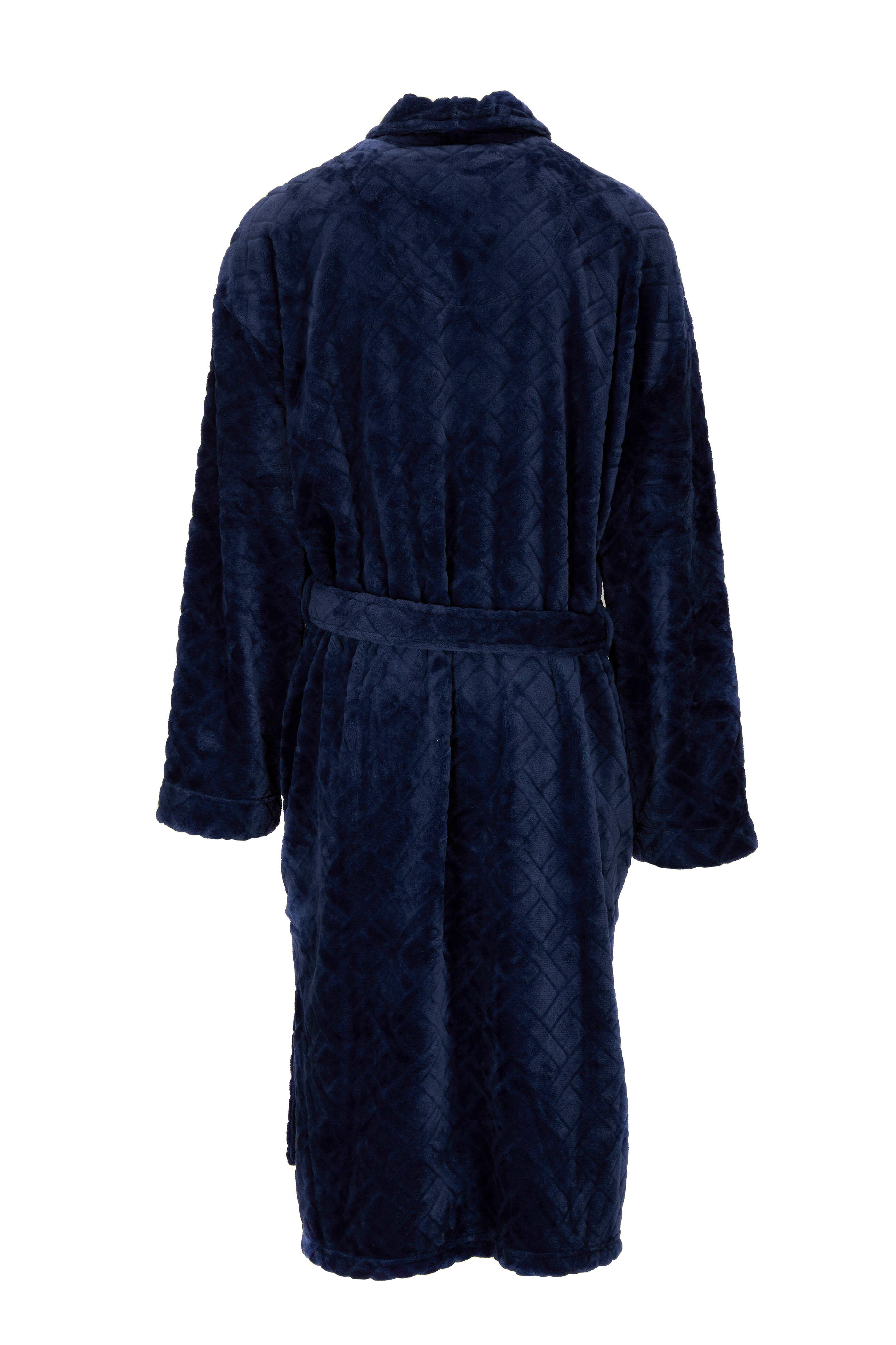 Majestic - Navy Jacquard Plush Fleece Robe | Mitchell Stores