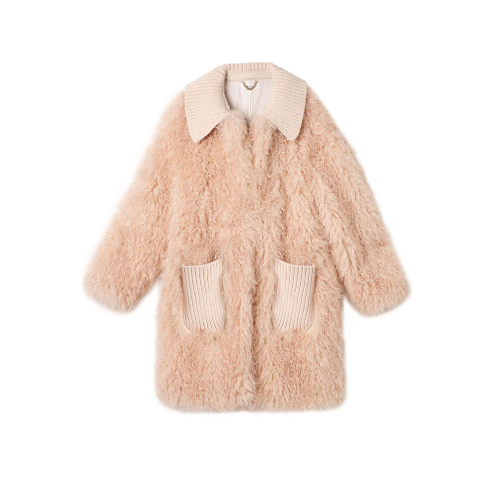 A.L.C. - Faint Peach Faux Fur Grey Coat | Mitchell Stores
