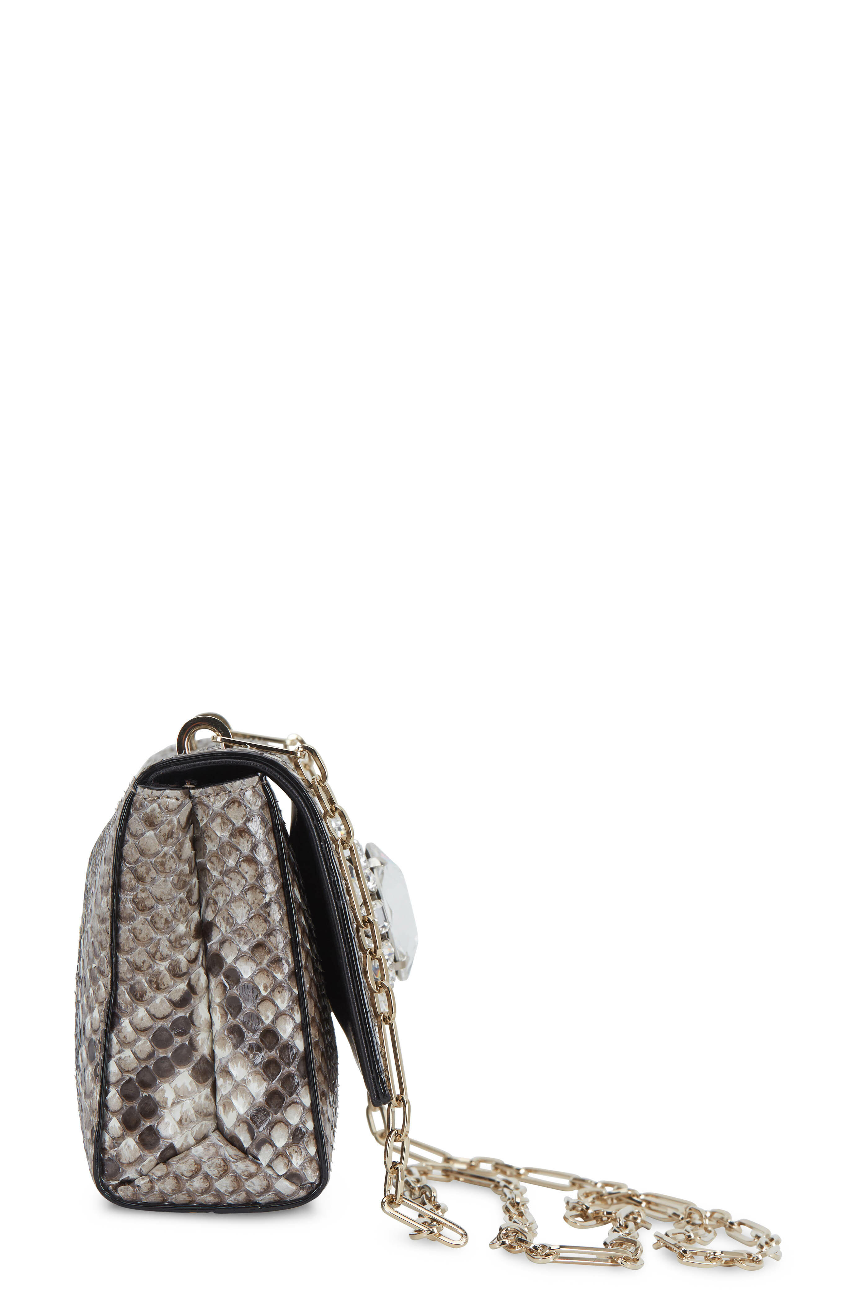 Jimmy Choo - Thea Natural Python Crystal Brooch Small Crossbody