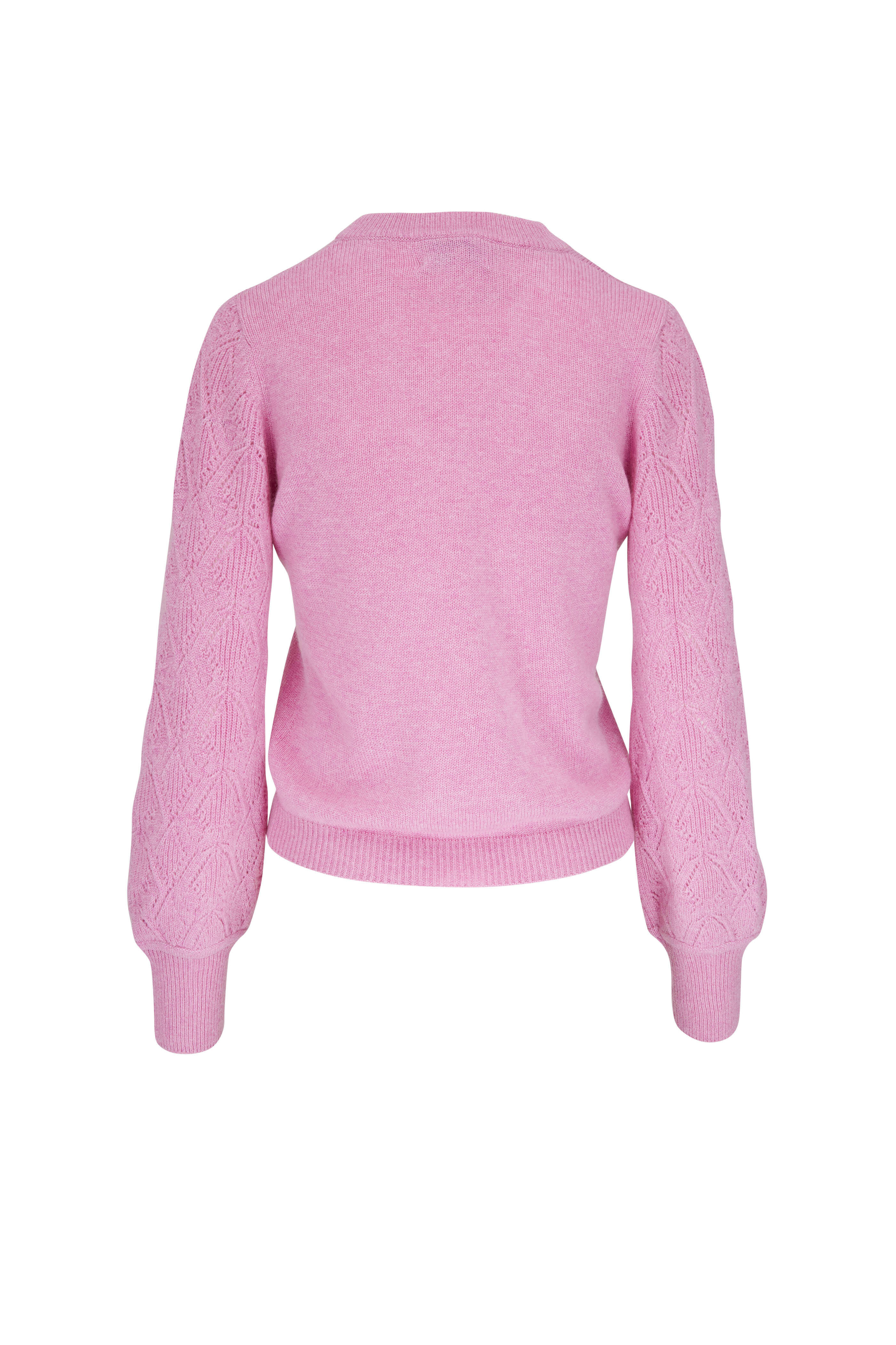 &Isla - Lara Pink Heather Pointelle Sleeve Sweater