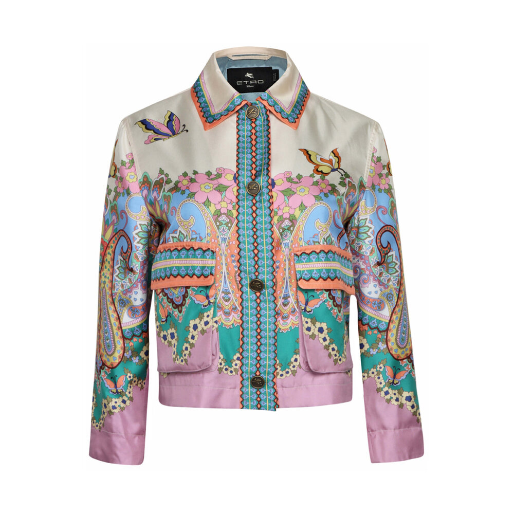 Etro - Multicolor Paisley Cropped Jacket | Mitchell Stores
