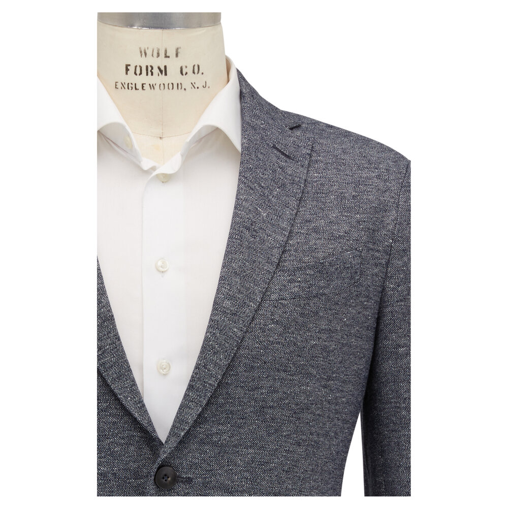 Fradi - Gray & Navy Melange Cotton & Linen Jacket