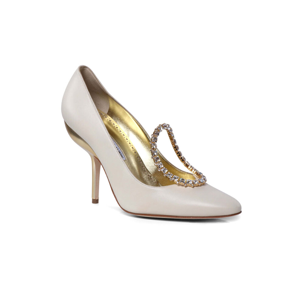 Manolo Blahnik - Nazma Samba Pump 105 in Light Cream