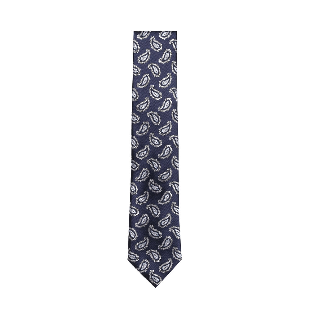 Geoff Nicholson - Navy & Light Blue Paisley Necktie