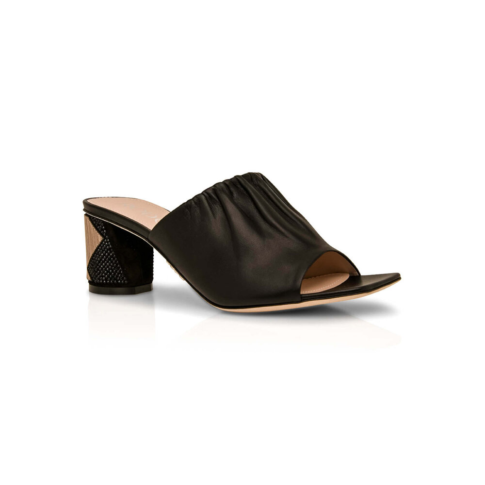 Rodo Firenze - Ruched Mule Sandal in Black | Mitchell Stores