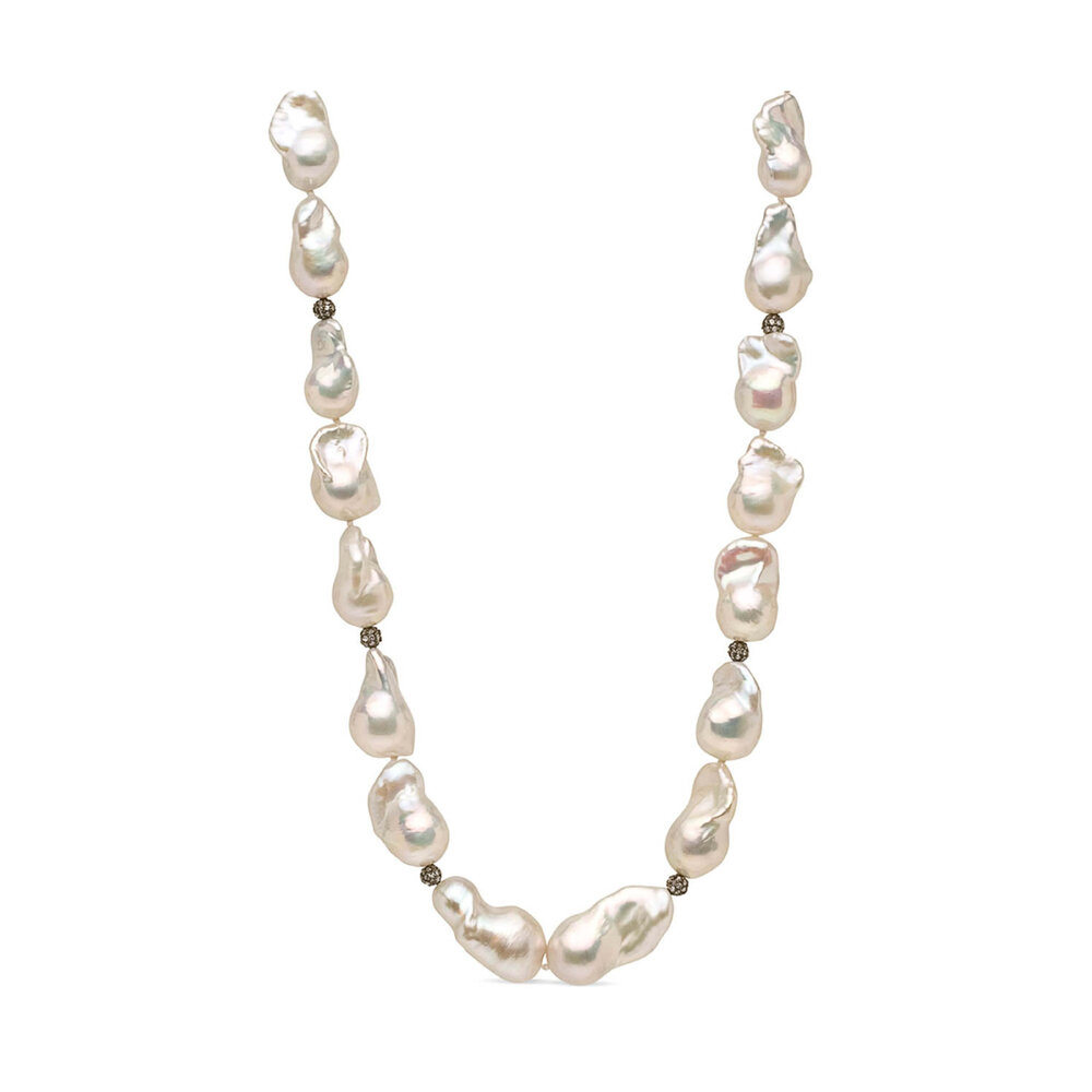 Ellen Hoffman - Baroque Pearl and Pave Diamond Necklace