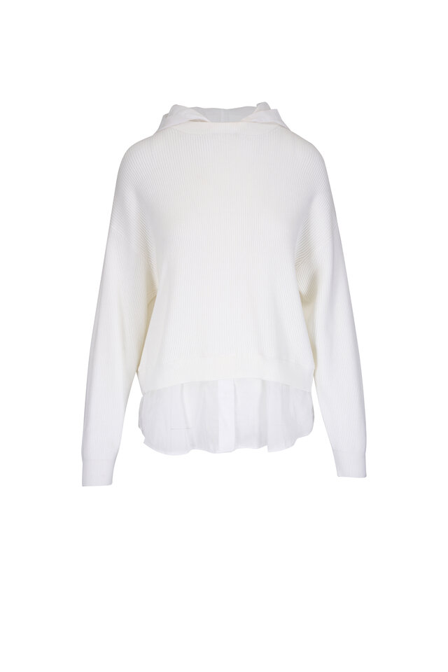 Brunello Cucinelli - Ecru & Blue Stripe Cotton & Linen Sweater Brunello Cucinelli - Ecru & Blue Stripe Cotton & Linen Sweater