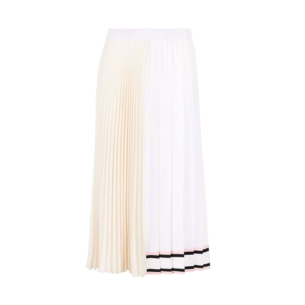 No. 21 - White and Cream Color Block Pleated A Line Skirt