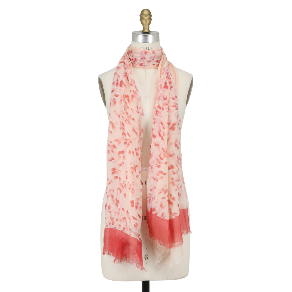 Loro Piana - Papaya Willow Floral Print Silk & Cashmere Scarf