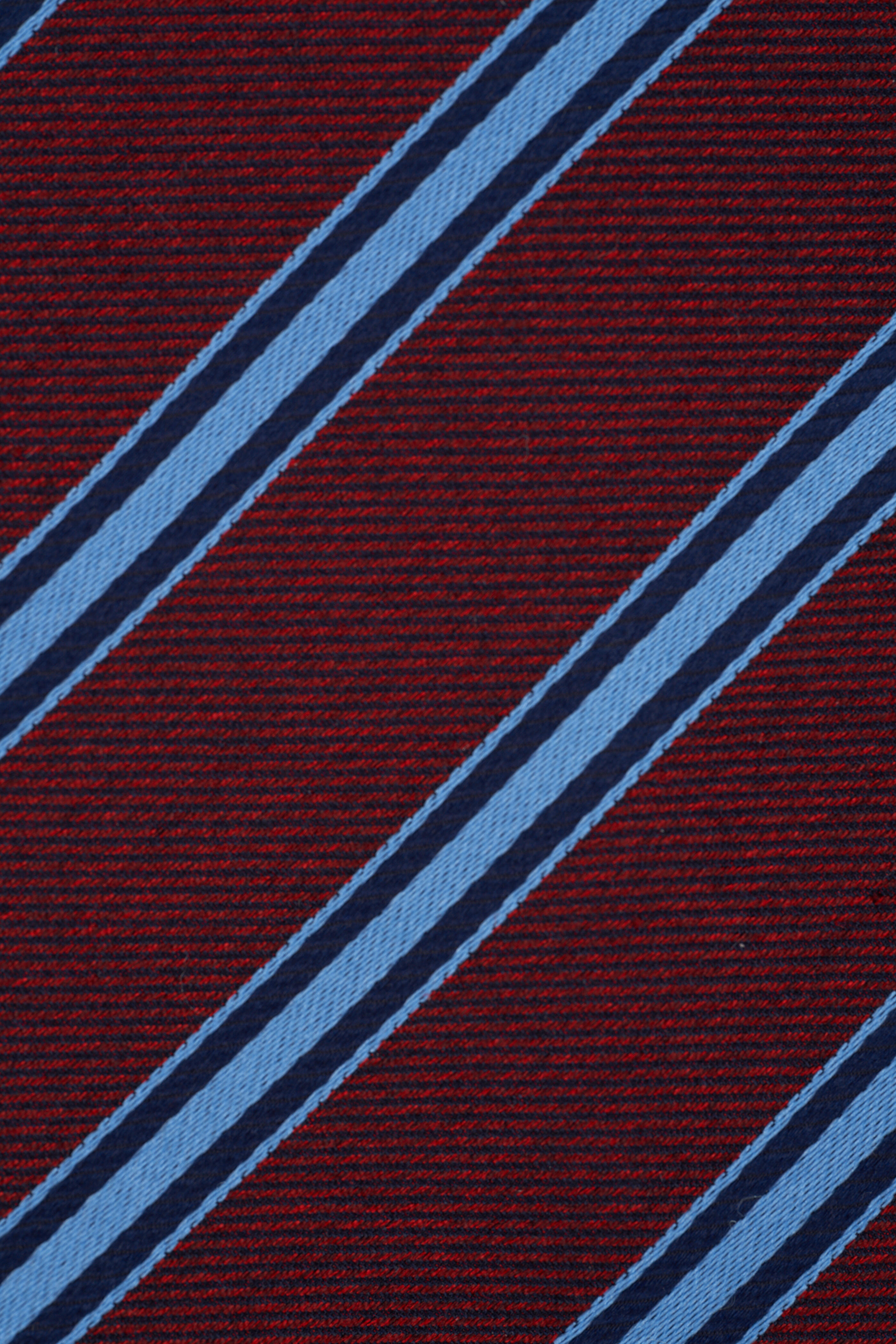 Kiton - Burgundy & Light Blue Stripe Silk Necktie