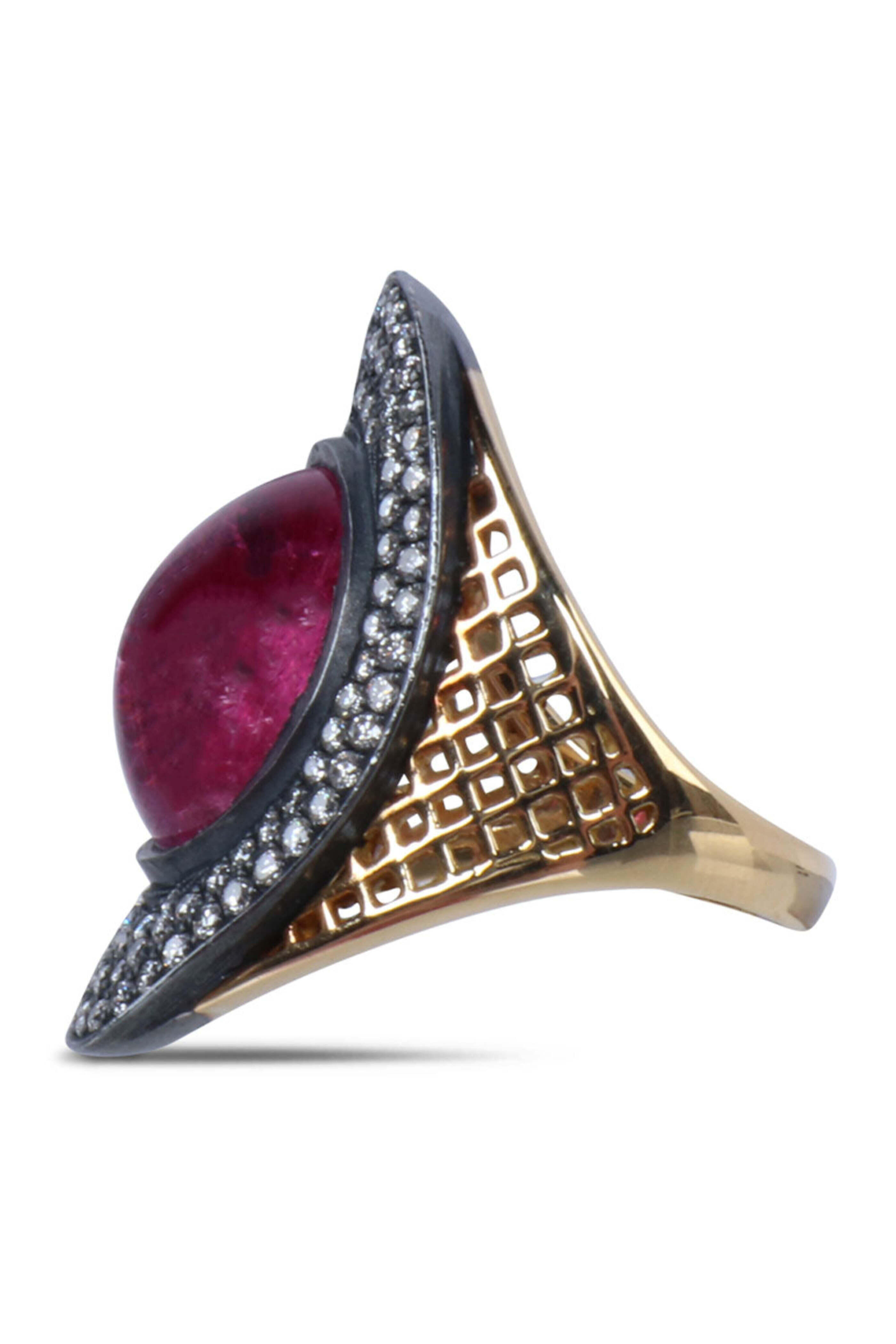 Ray Griffiths - Pink Tourmaline and Diamond Ring