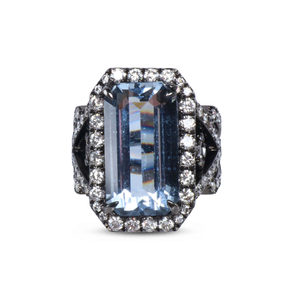 Jared Lehr - Aqua and Diamond Statement Ring | Mitchell Stores