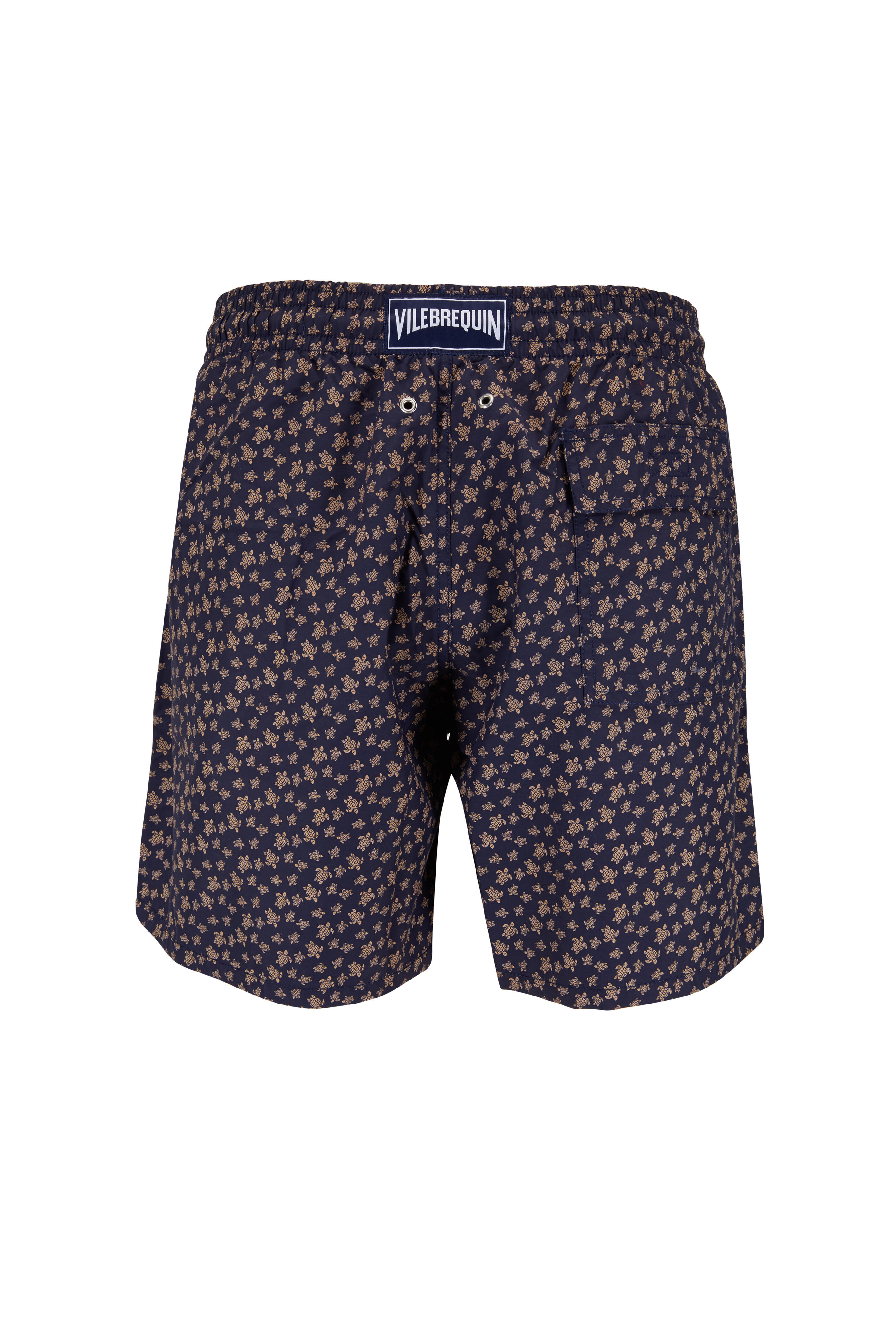 Vilebrequin Moorea Navy Blue Turtle Print Swim Trunks