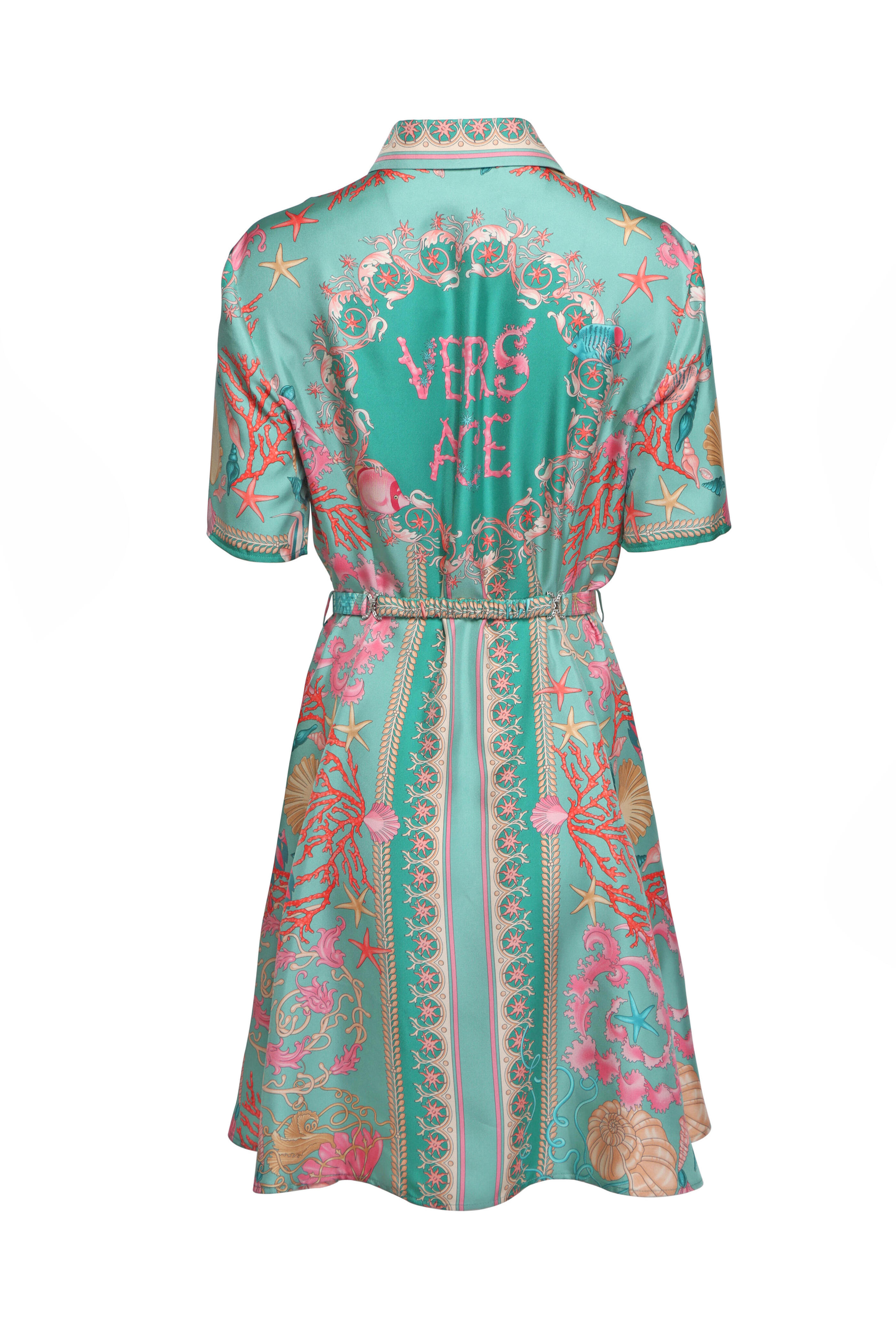 Versace - Aqua Coastal Print Foulard Mini Dress | Mitchell Stores
