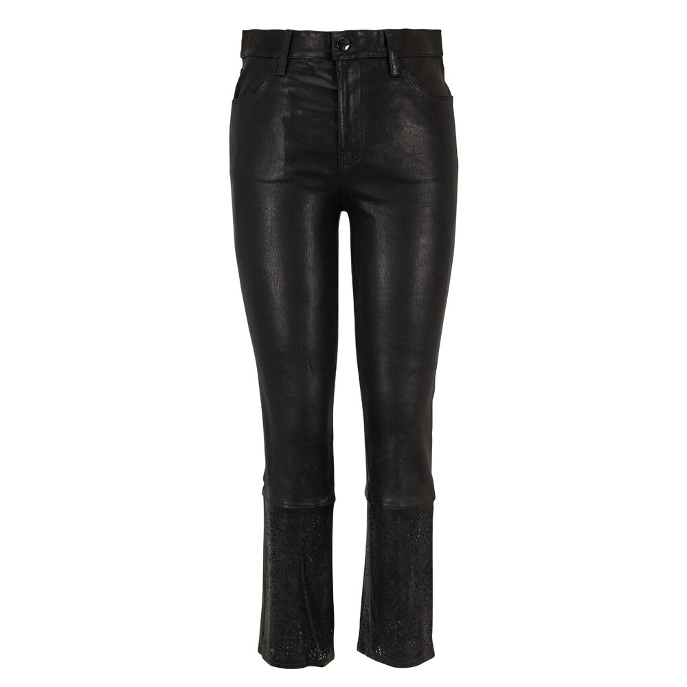 J Brand - Ruby Black Leather High-Rise Crop Jean