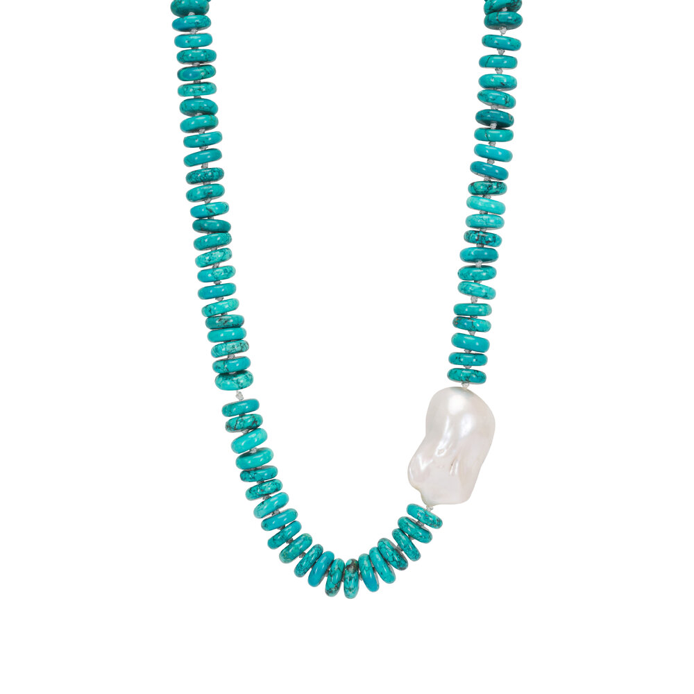 Cristina V. - Turquoise Baroque Pearl Necklace | Mitchell Stores
